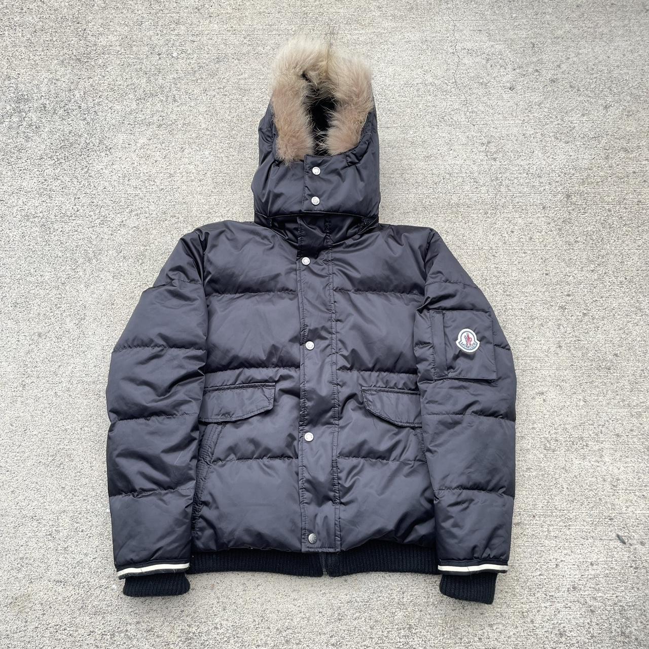 Black Moncler Men’s Puffer Jacket Fur hood... - Depop