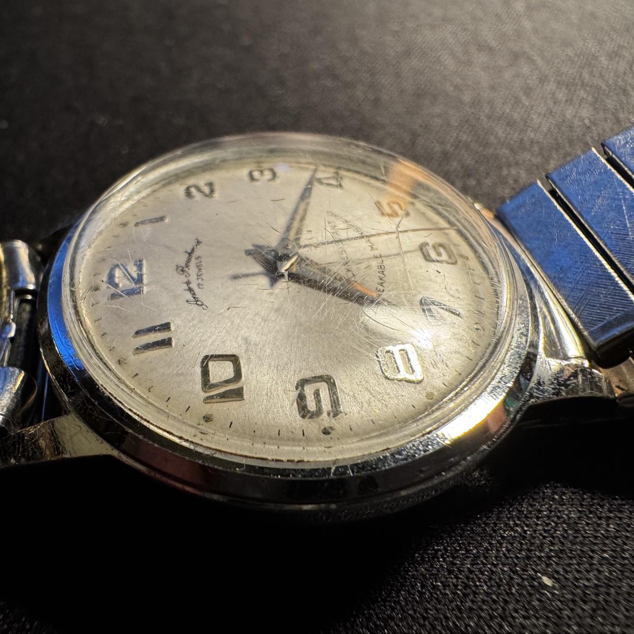 Silver André Bouchard vintage wind up watch in... - Depop