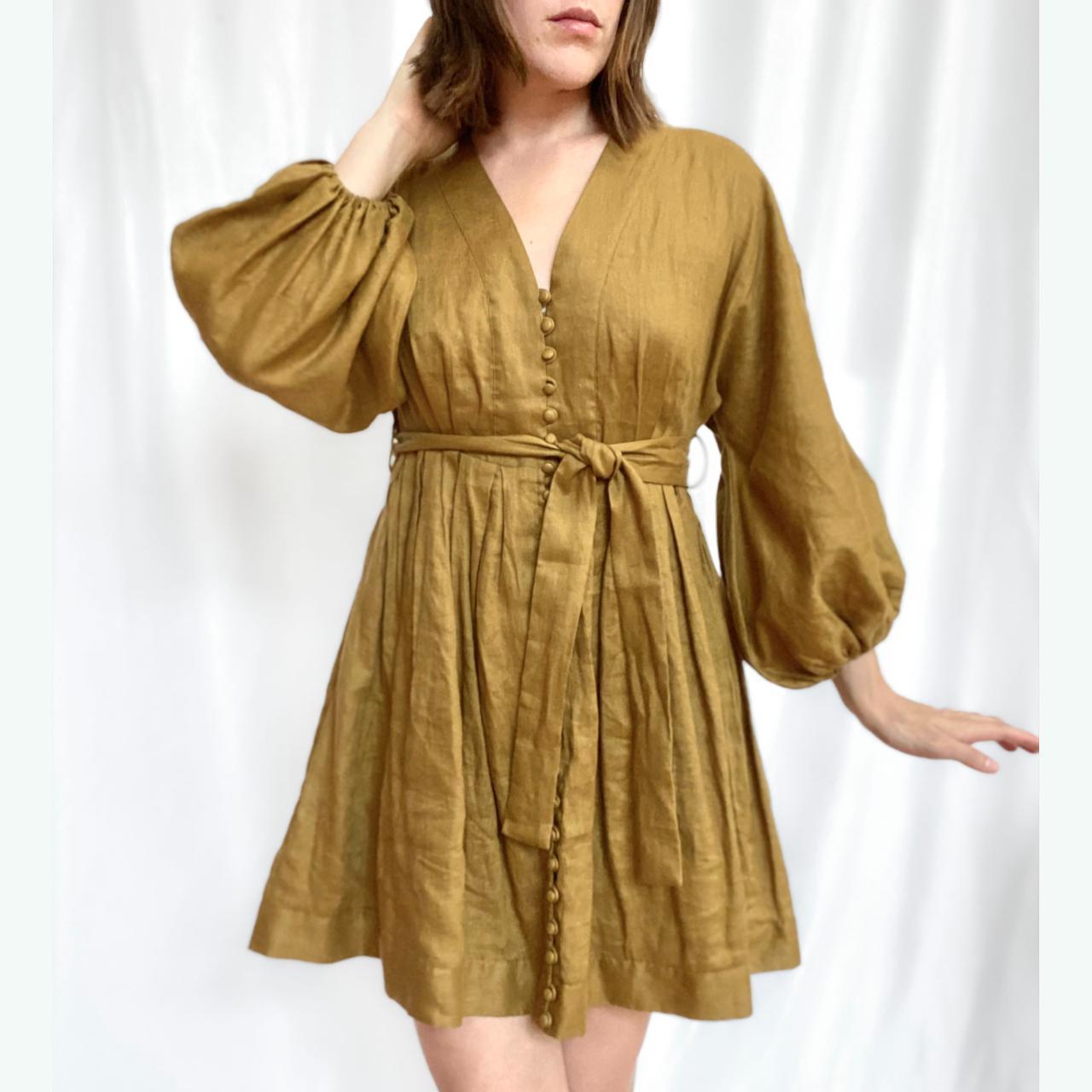 NWT Banana Republic Earthy Green Poof Sleeve Mini... | Depop