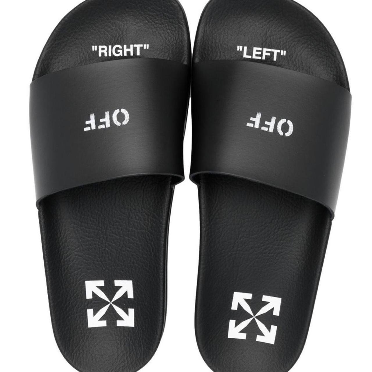 Off white sliders, size 4, they have been worn a... - Depop