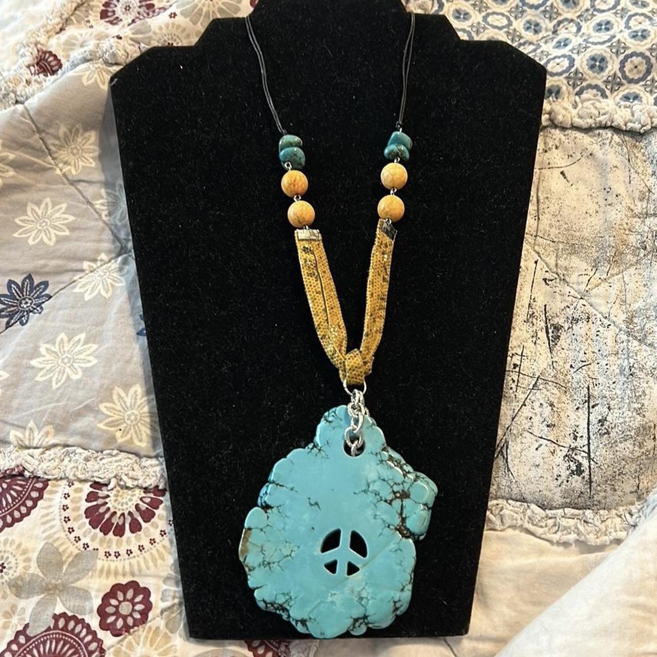 Discounted shipping Turquoise peace sign necklace... | Depop