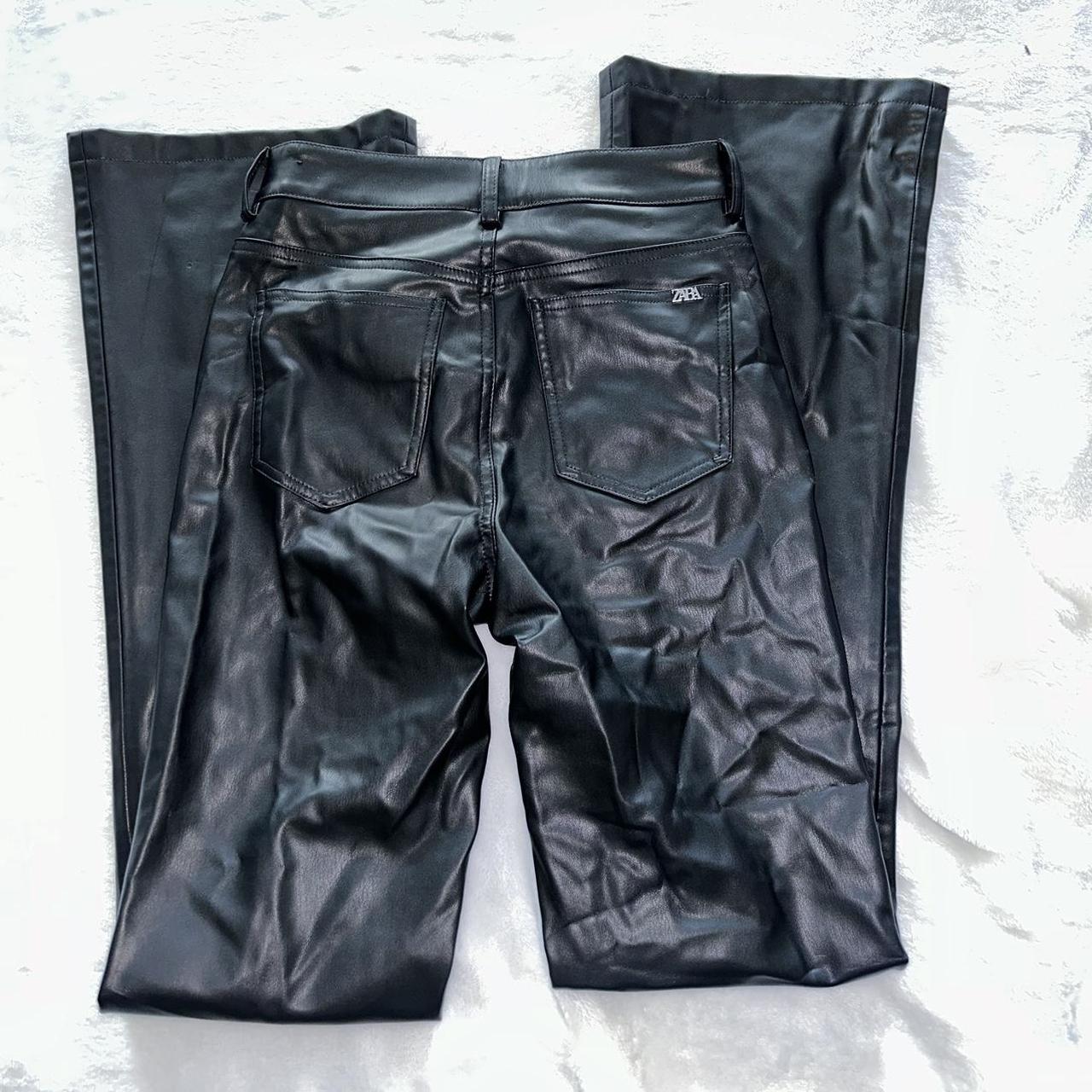 ZARA low-rise pleather flare pants | Depop