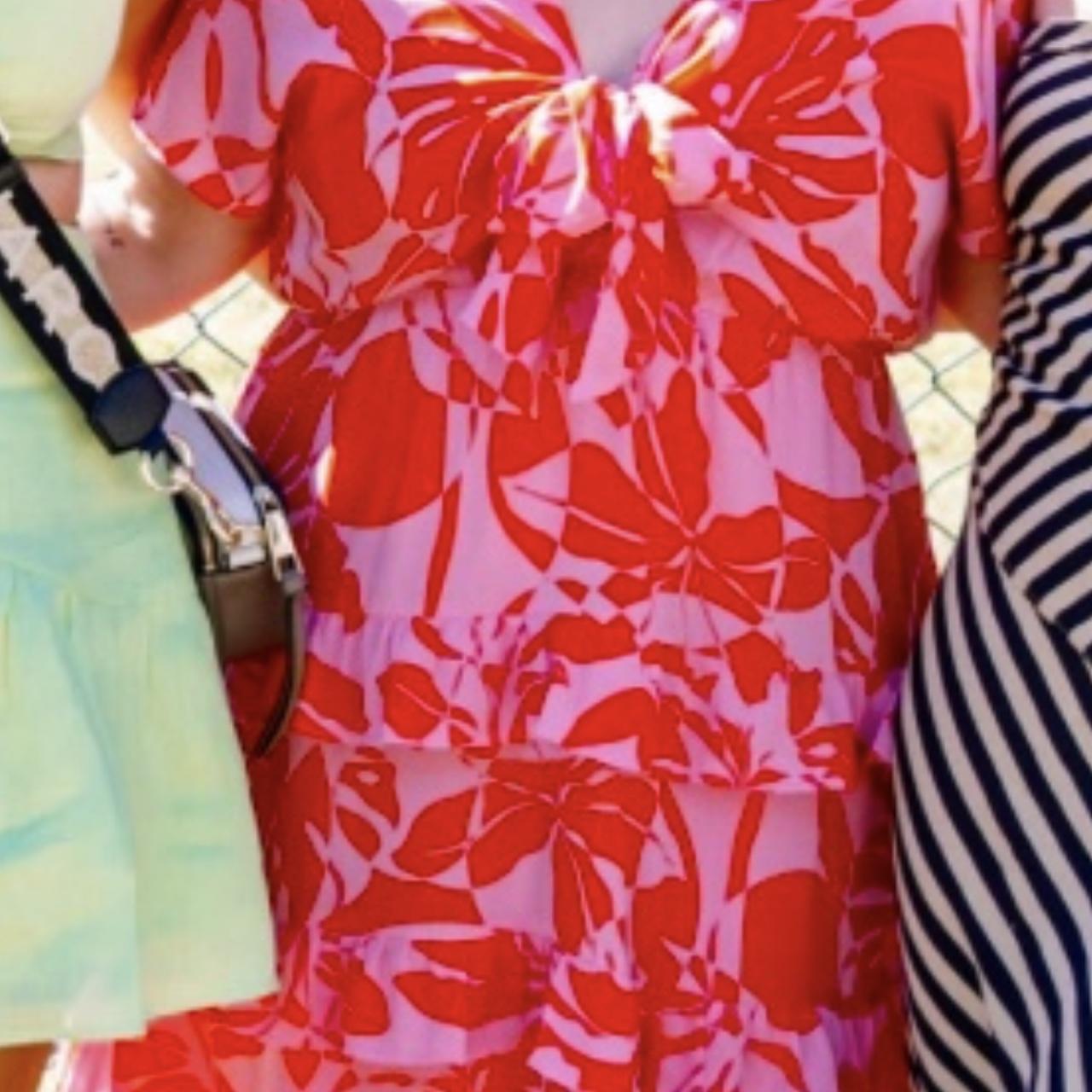 Tussah Red & Pink Ruffle Maxi Dress – Size 16 –... | Depop