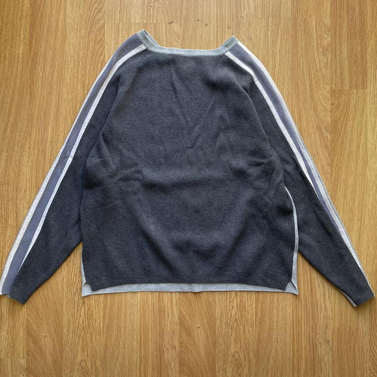 quicksilver knitted jumper grey striped size -... - Depop