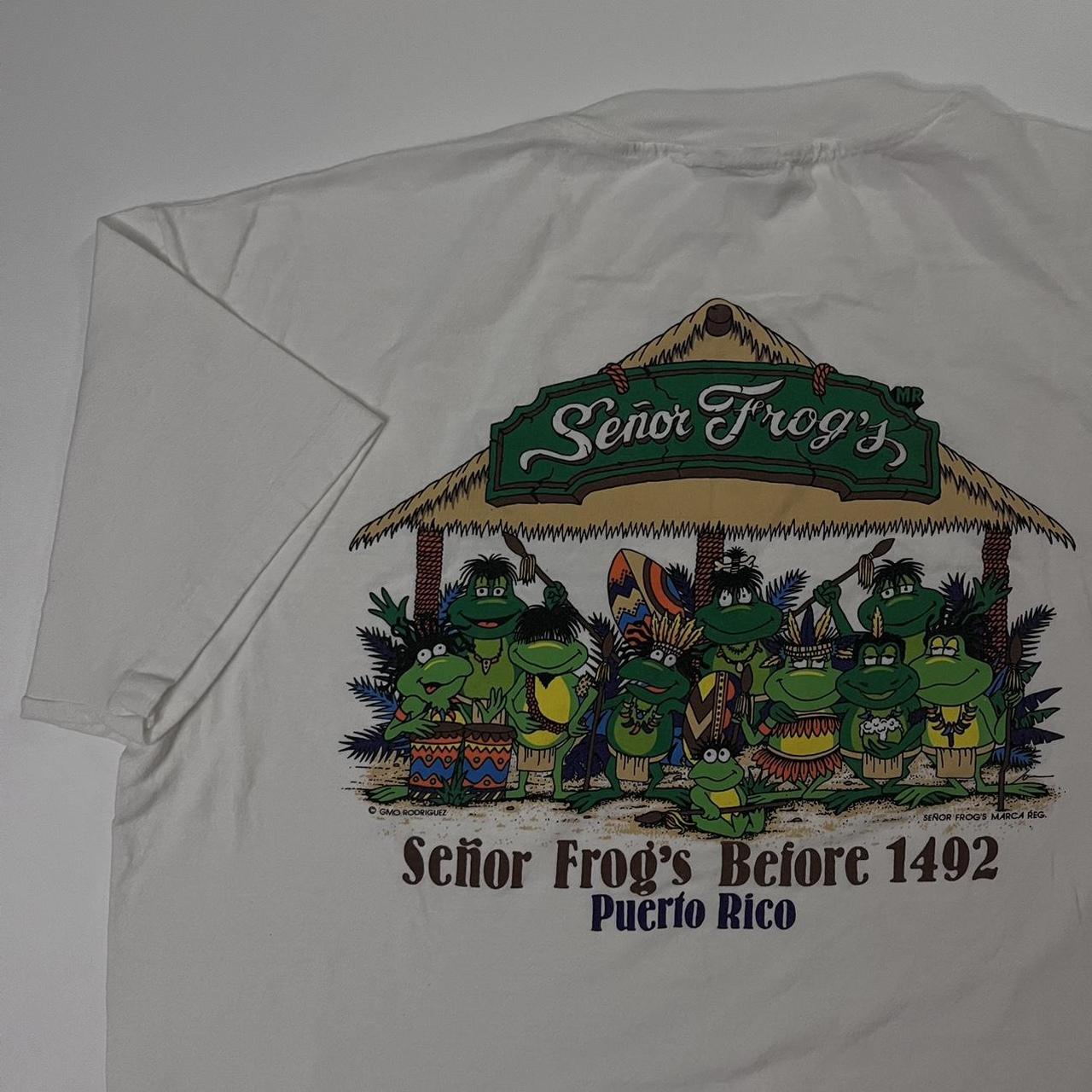 Vintage Señor Frogs Puerto Rico White XL Single... - Depop