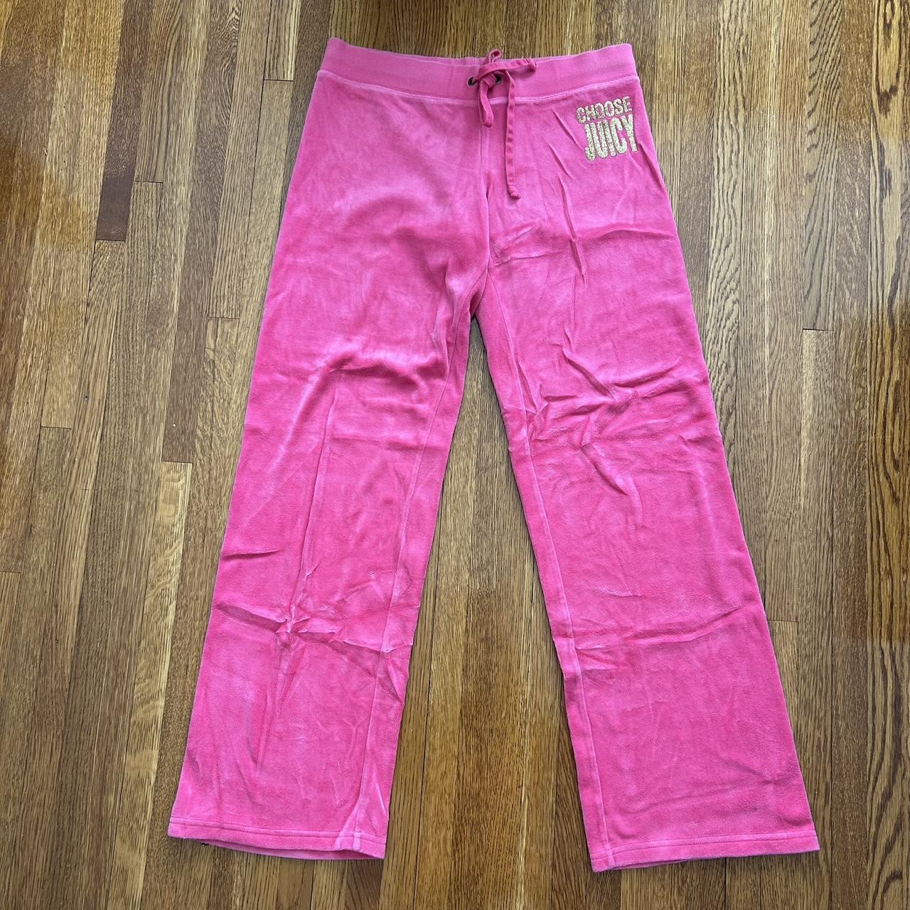 Pink Juicy Couture velour tracksuit pant bottoms... - Depop