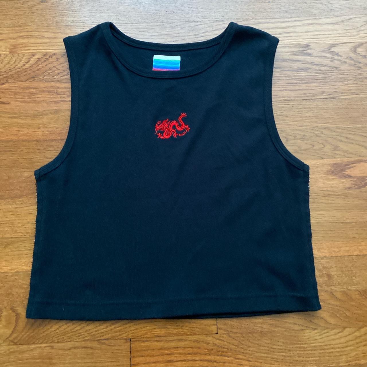 Unif black red dragon muscle tank Thick... - Depop