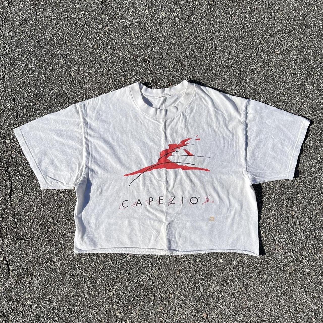 Vintage 90s Capezio cropped shirt Small stain on... - Depop