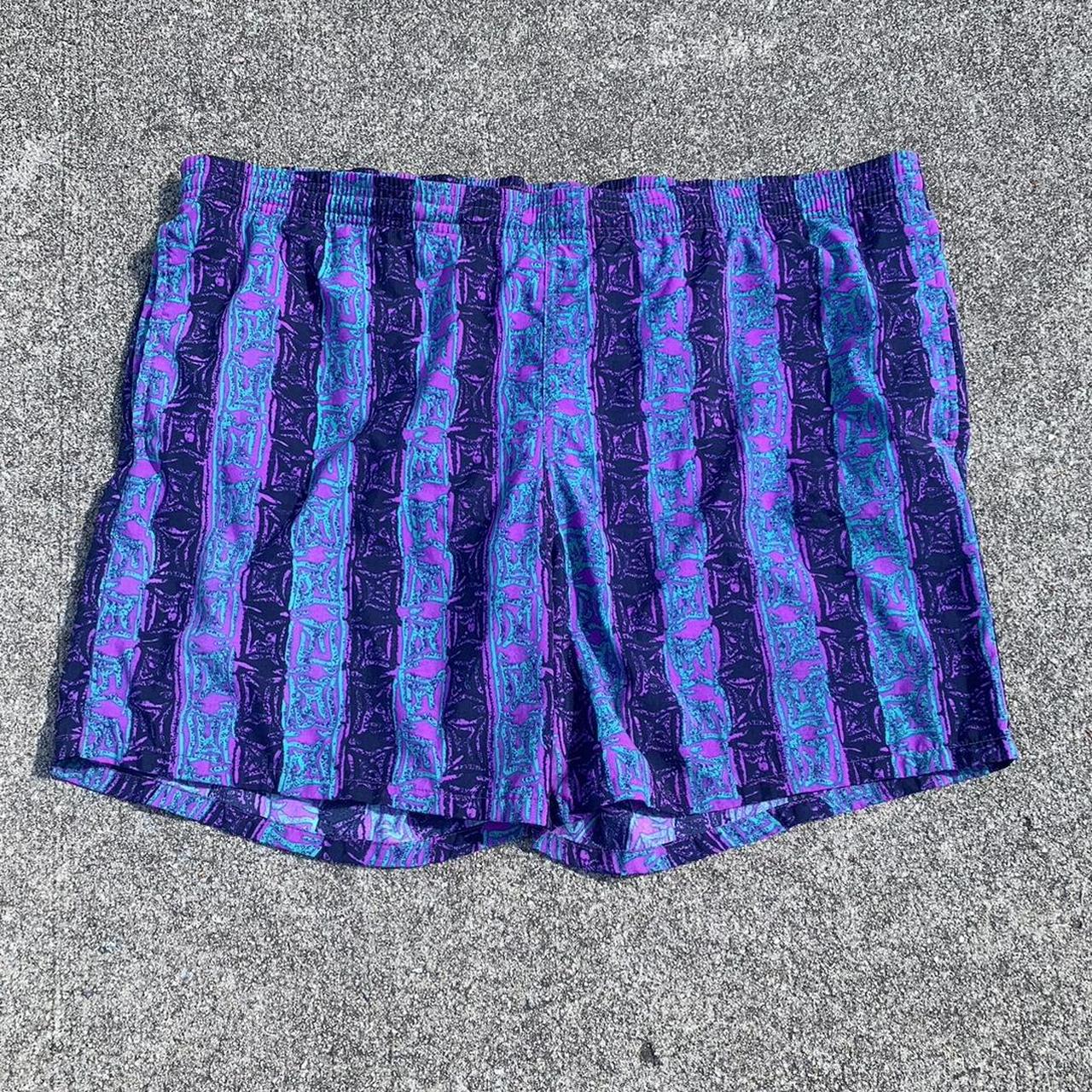 Vintage 90s Jantzen Funky Pattern Graphic Swim Trunk... - Depop