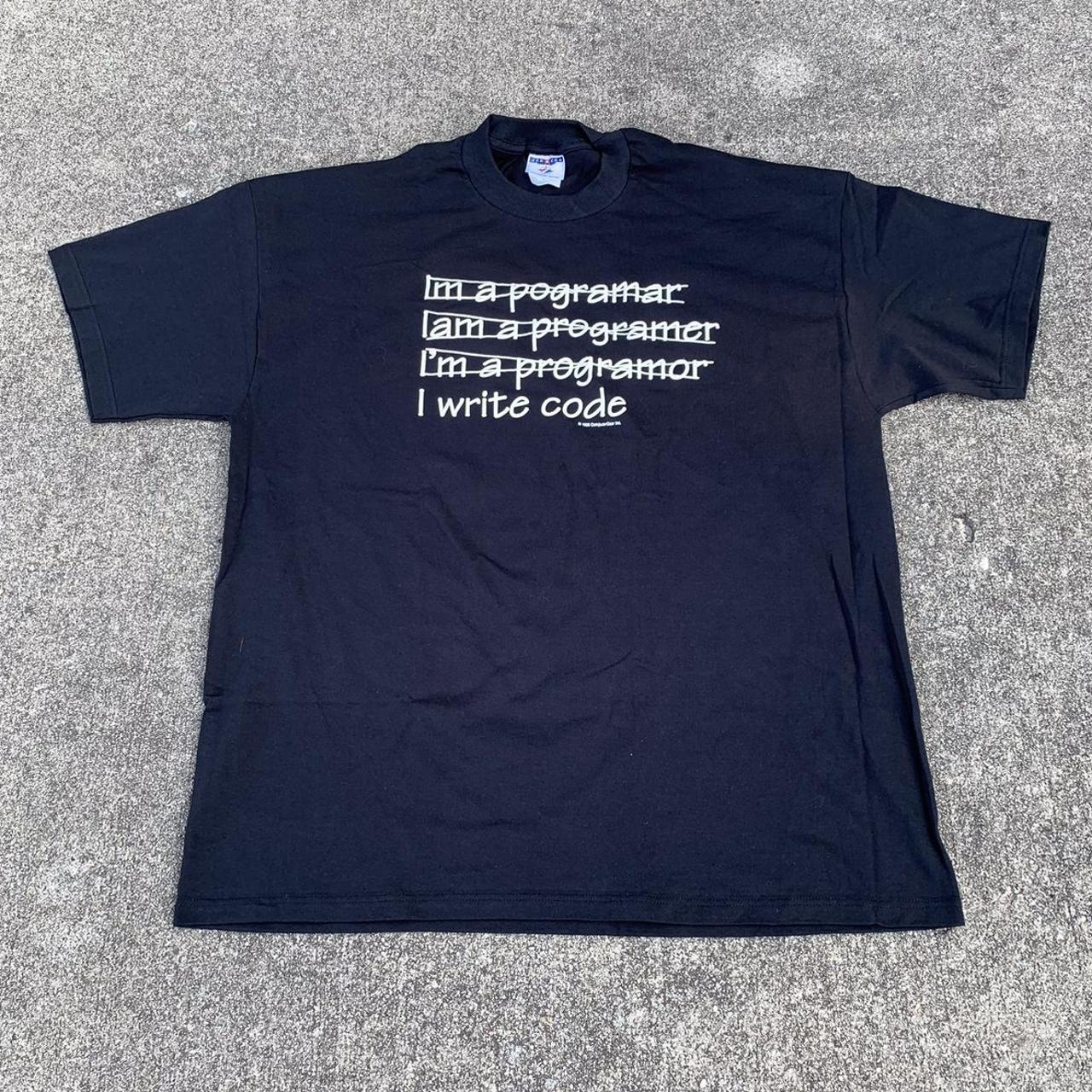 Vintage 1995 “I’m A Programmer, I Write Code” Puff... - Depop