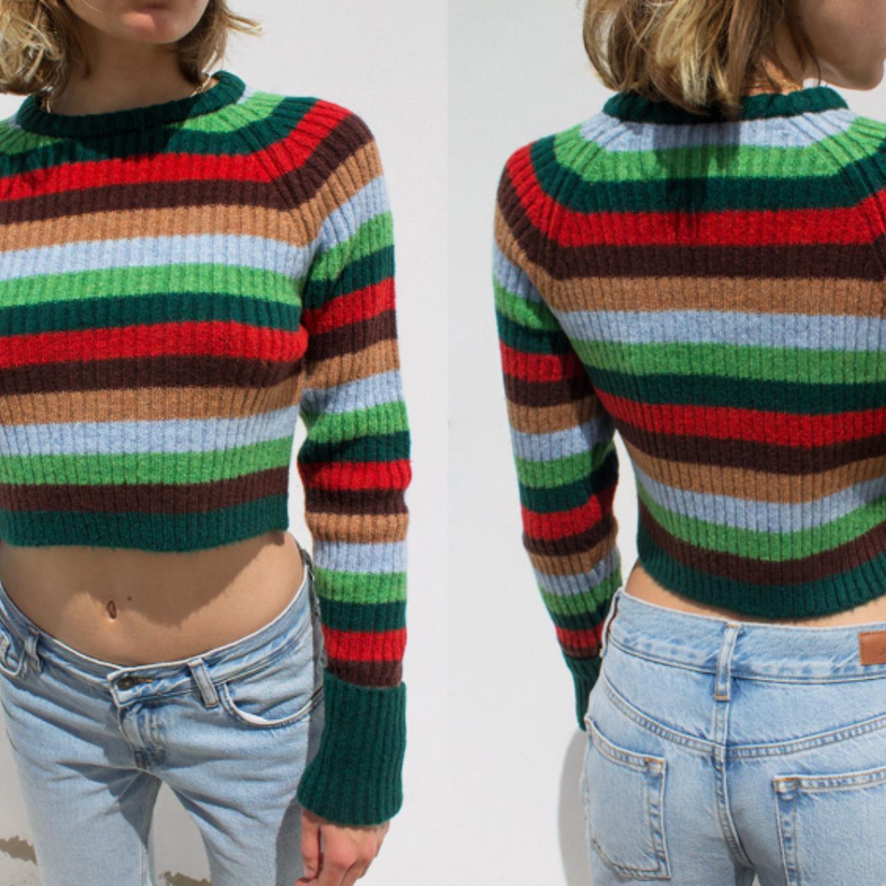 SUBDUED STRIPED CROPPED JUMPER perfect colours for... - Depop