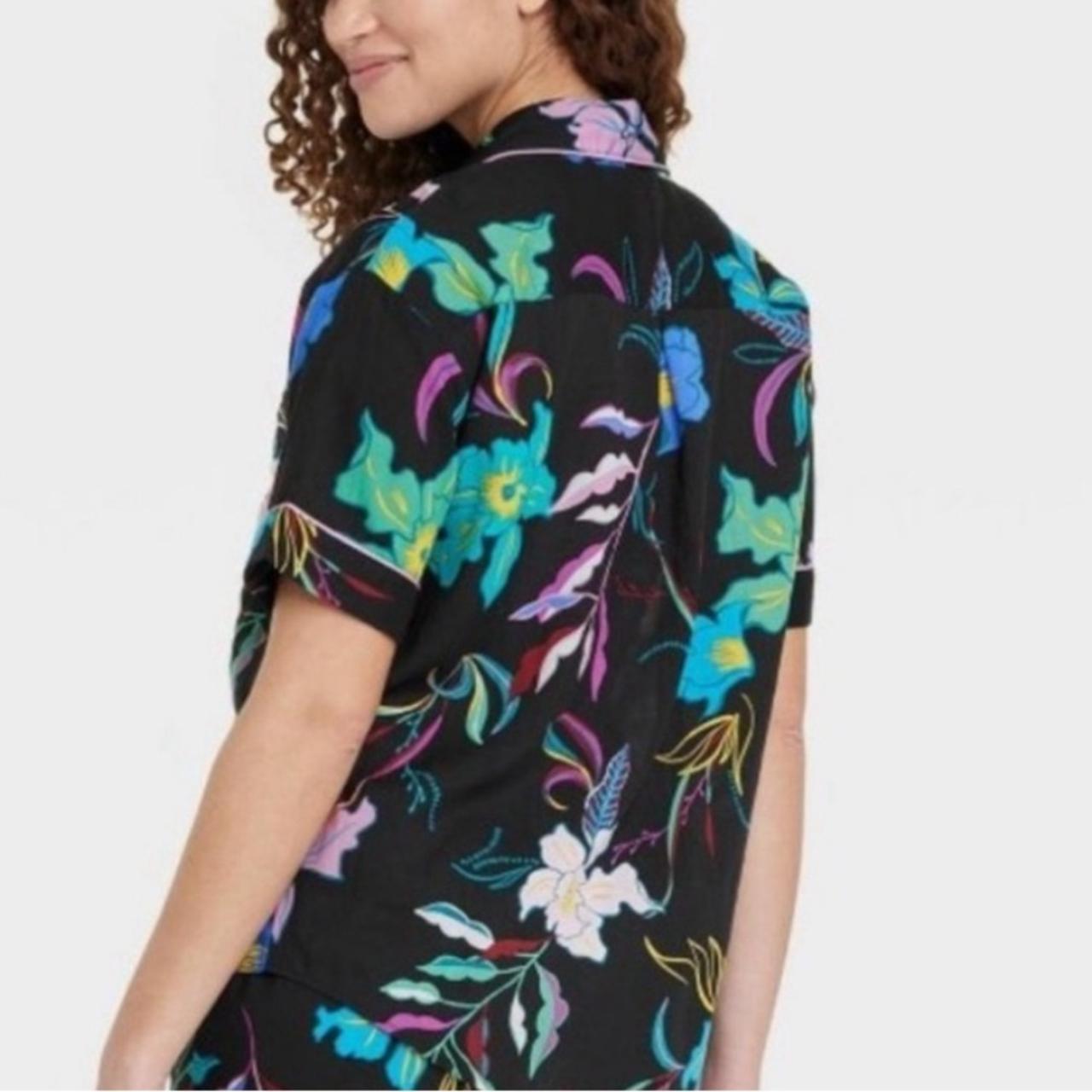 Stunning black and floral design, colorful pajama... | Depop