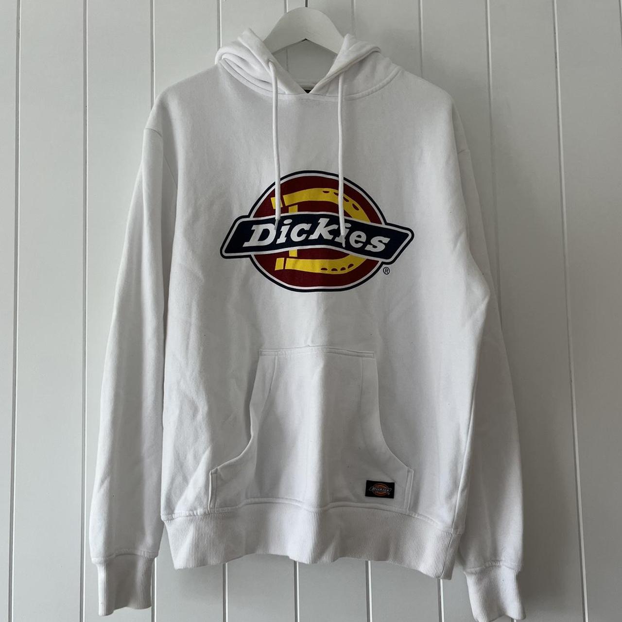 White Authentic Dickies Logo Hoodie Depop