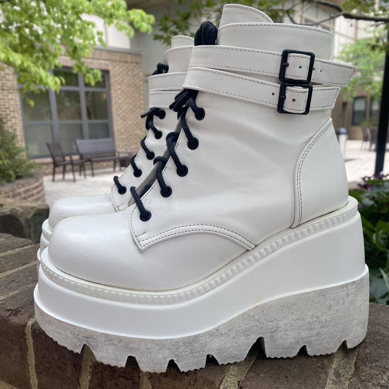Rave essential White Demonia Platform Boots! Size... - Depop
