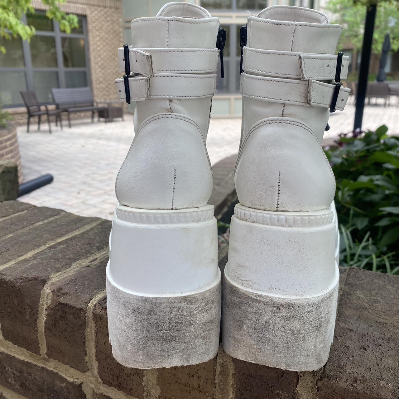 Rave essential White Demonia Platform Boots! Size... - Depop