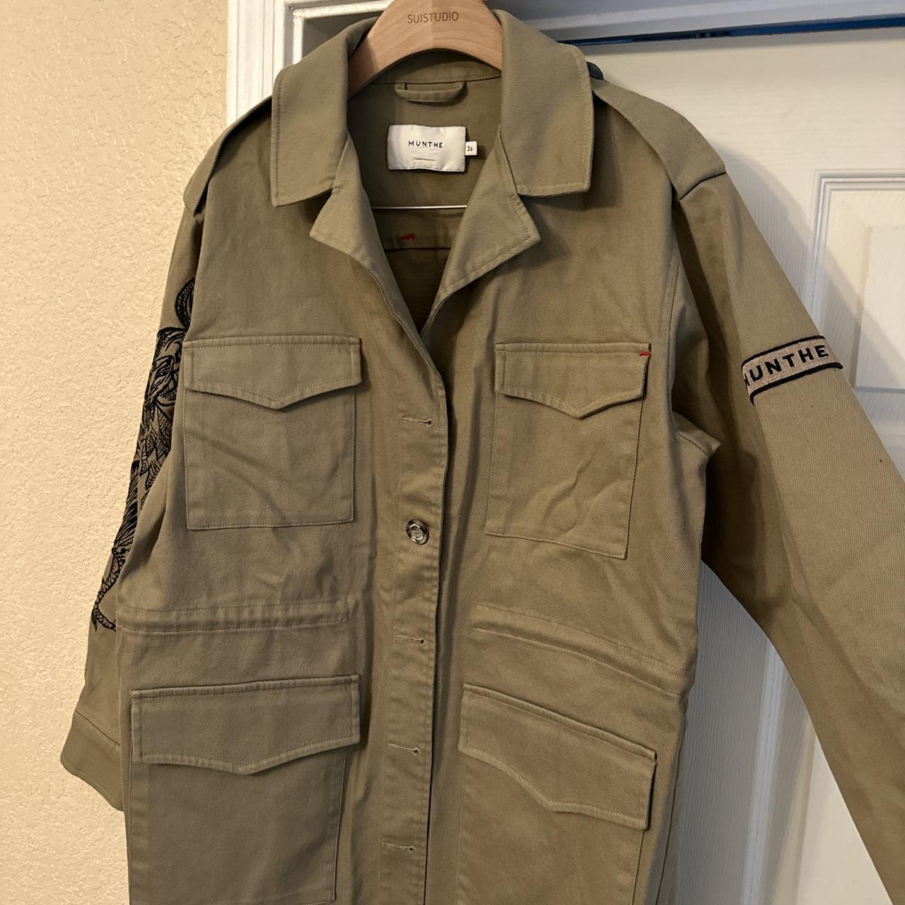 Munthe khaki cargo style denim jacket Size euro 36... - Depop