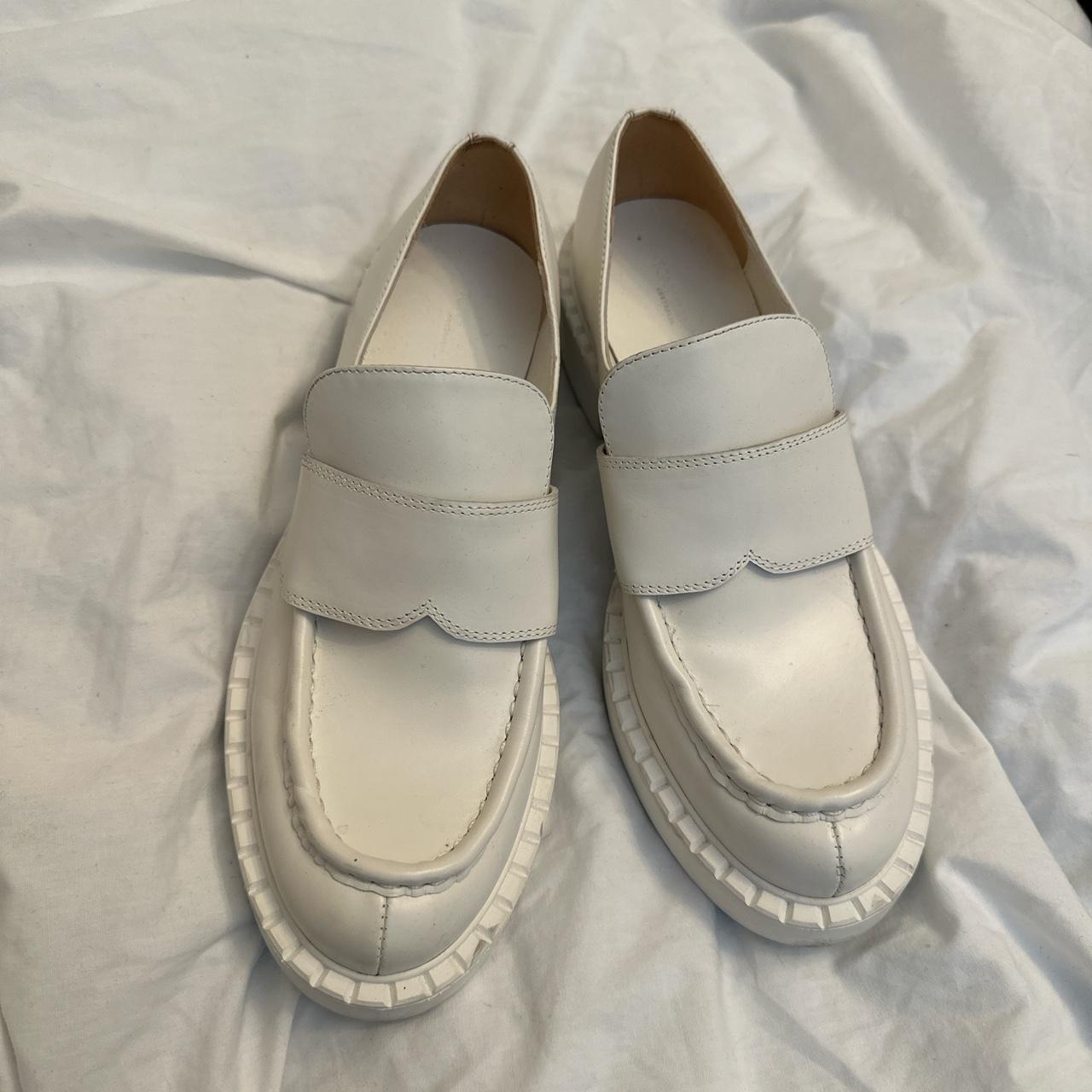 Tony bianco white leather loafers Worn once Size... - Depop