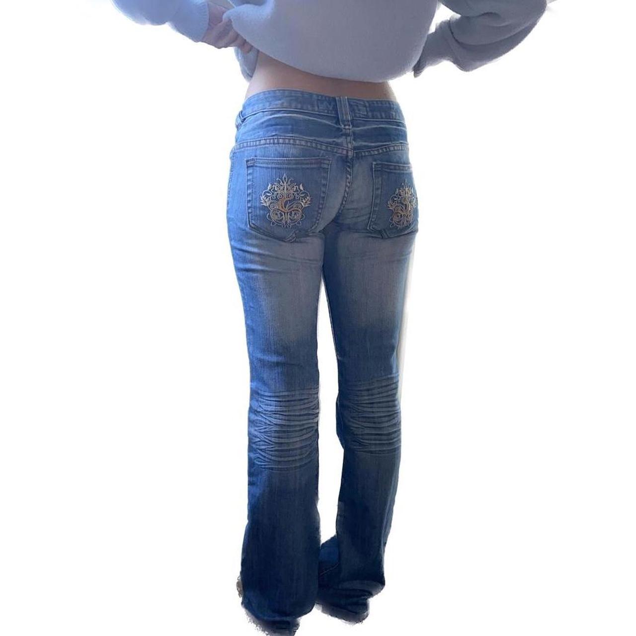 Cherry Diffusion Y2K denim jeans with back pocket... - Depop