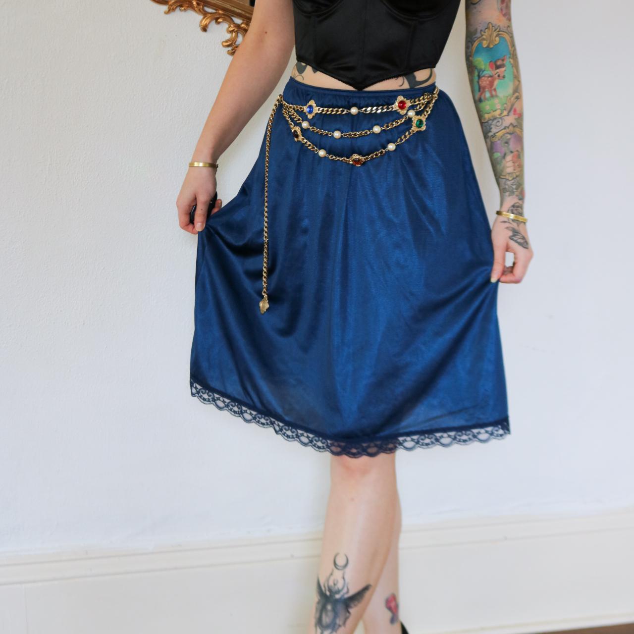 Vintage Dark Royal Blue Half-Slip (Small)... | Depop