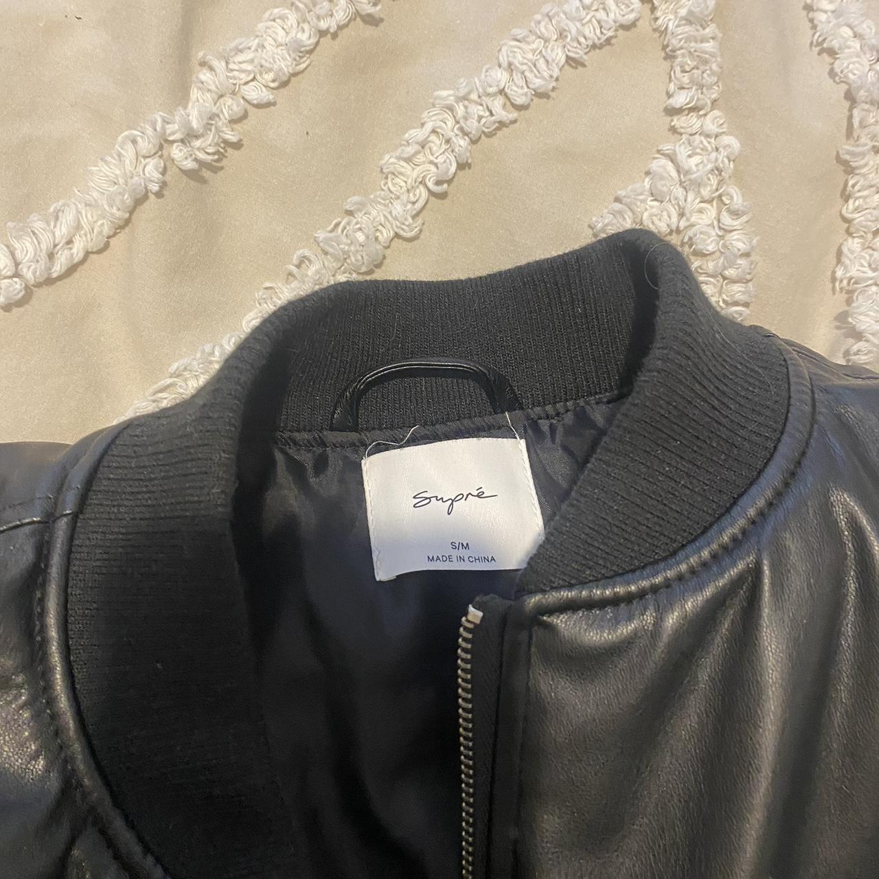 Supre leather bomber jacket Size S/M - Depop