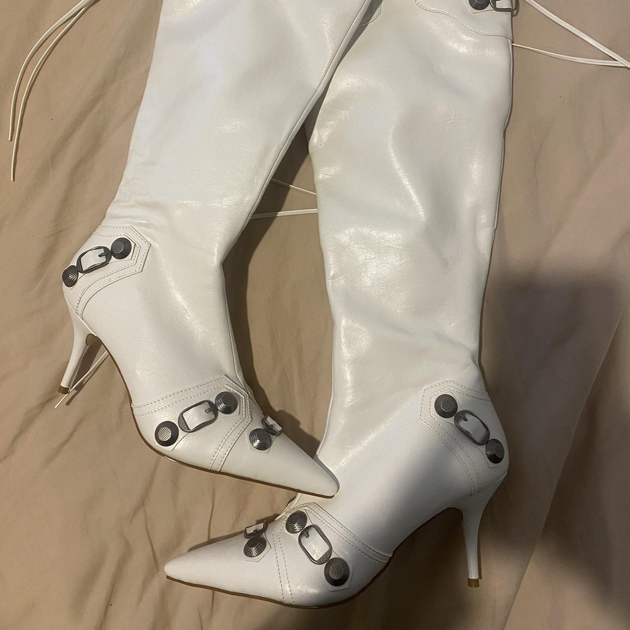 White Bellini Knee high Boots Worn once! Size AUS... - Depop