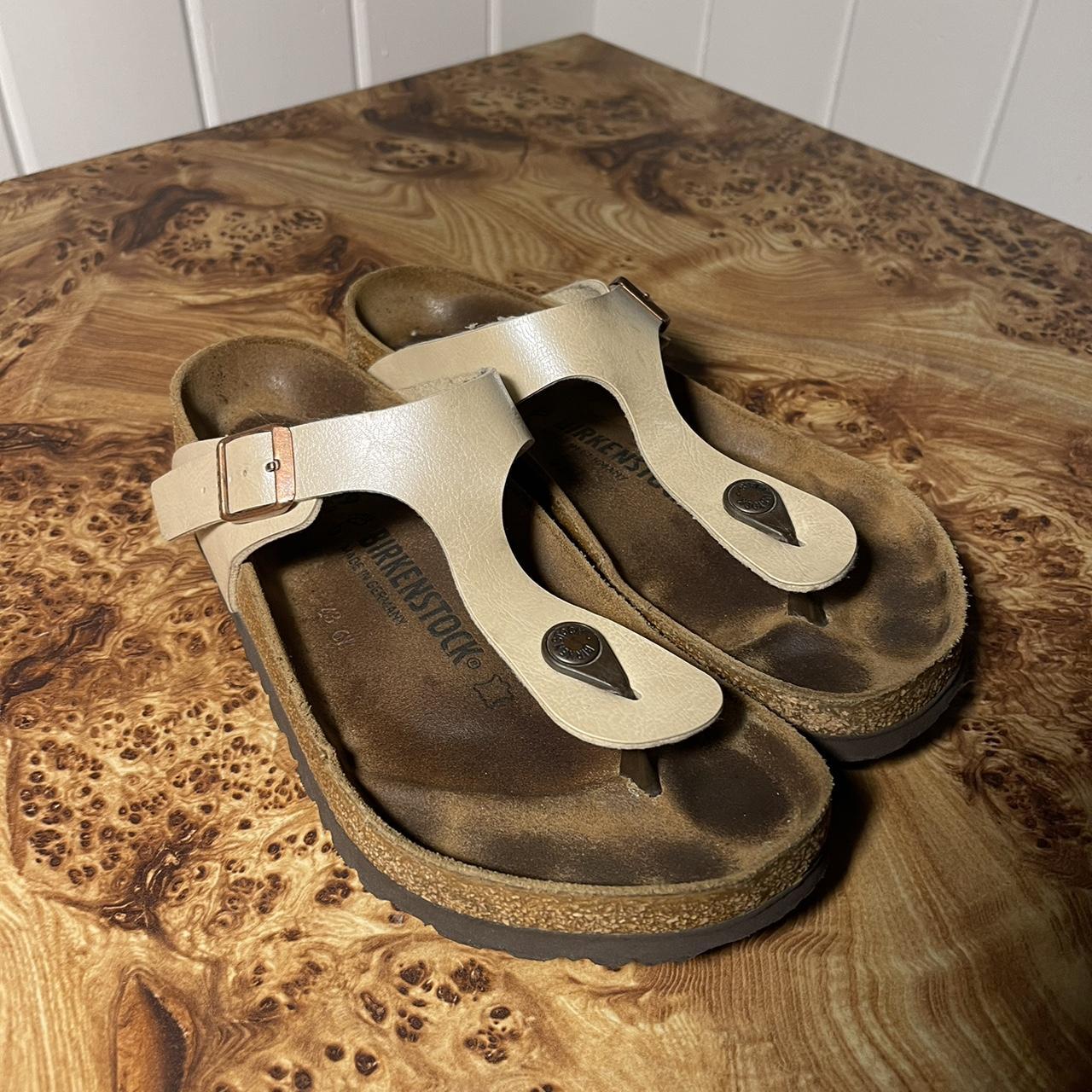 Birkenstock Gizeh style. Gently worn. Pretty cream... - Depop