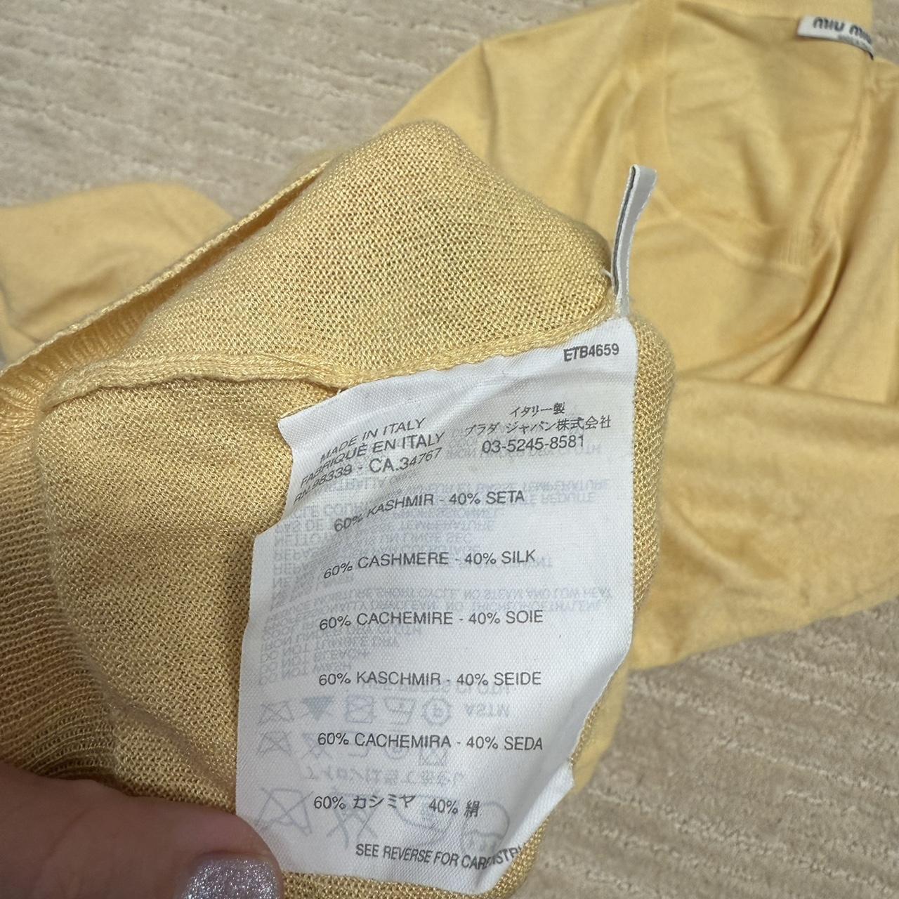 Vintage MIU MIU Baby Yellow Long Sleeve Cashmere and... - Depop