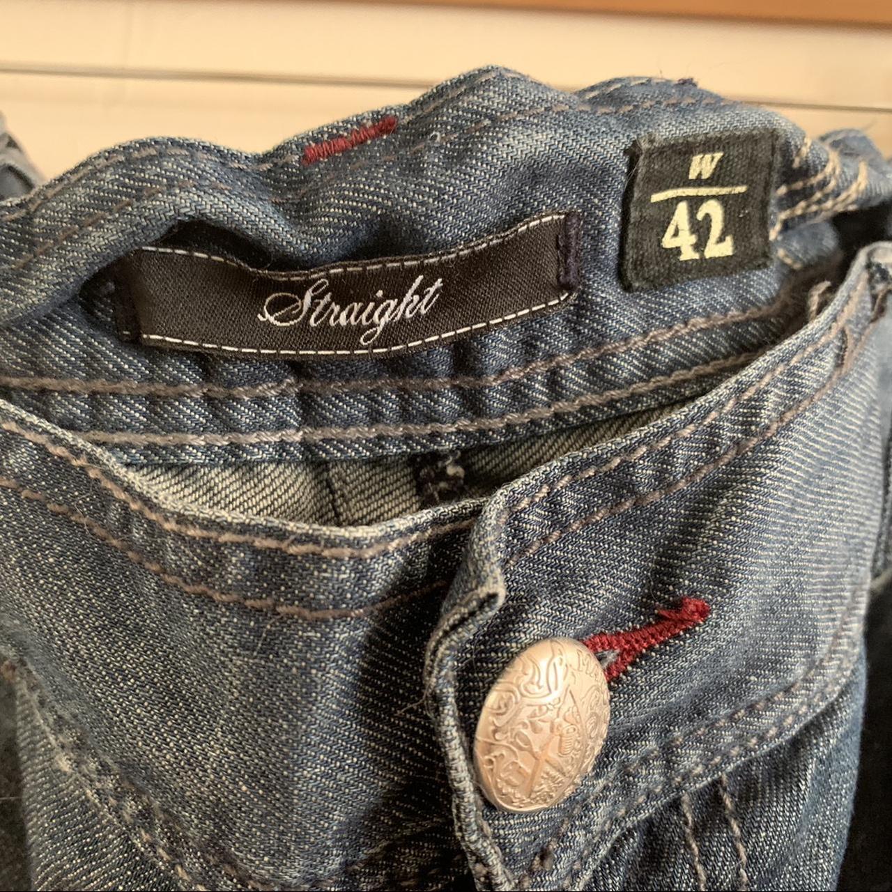 Iron Cross jeans #grunge #ironcross #jnco #edhardy... - Depop