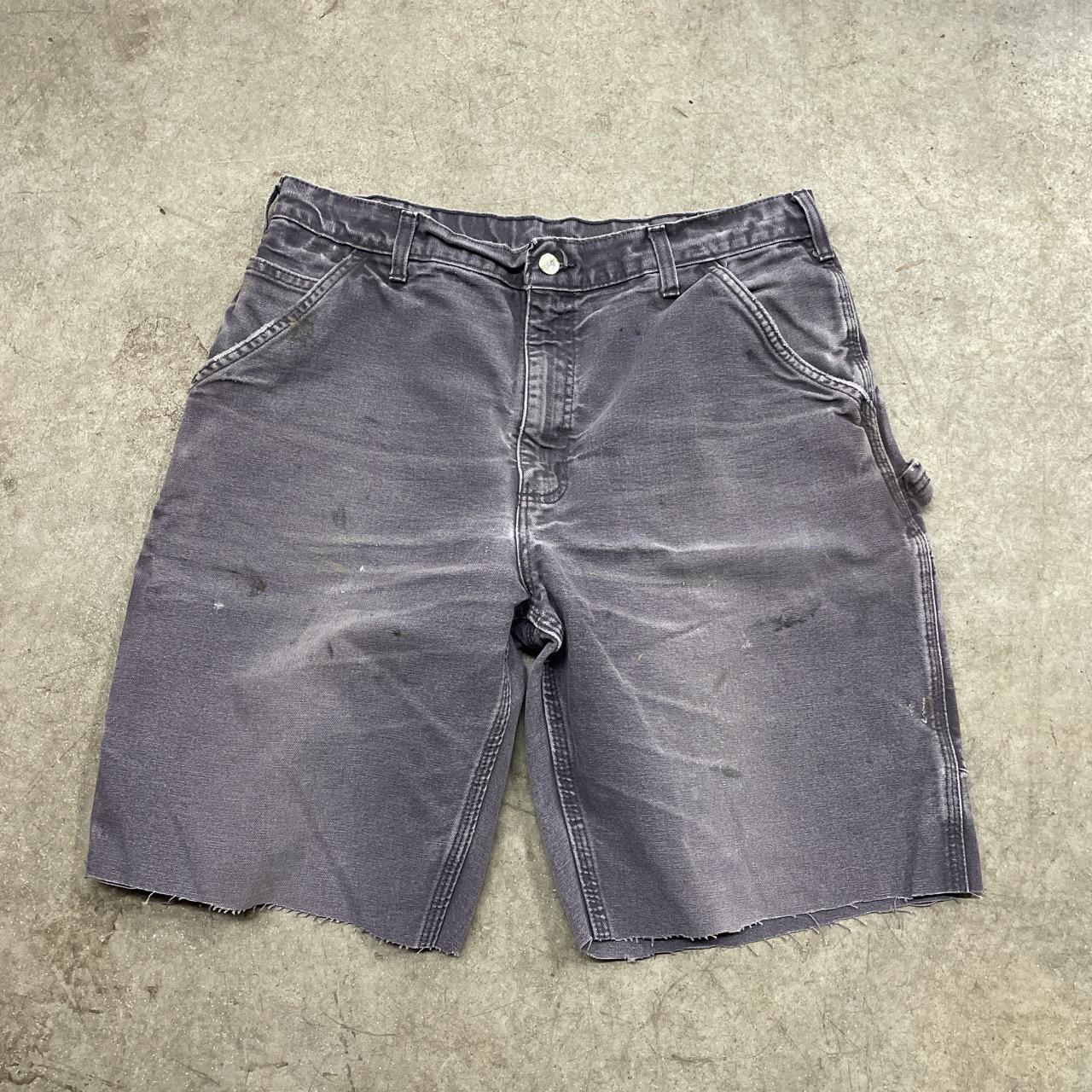 purple carhartt jorts size 36 paper... - Depop