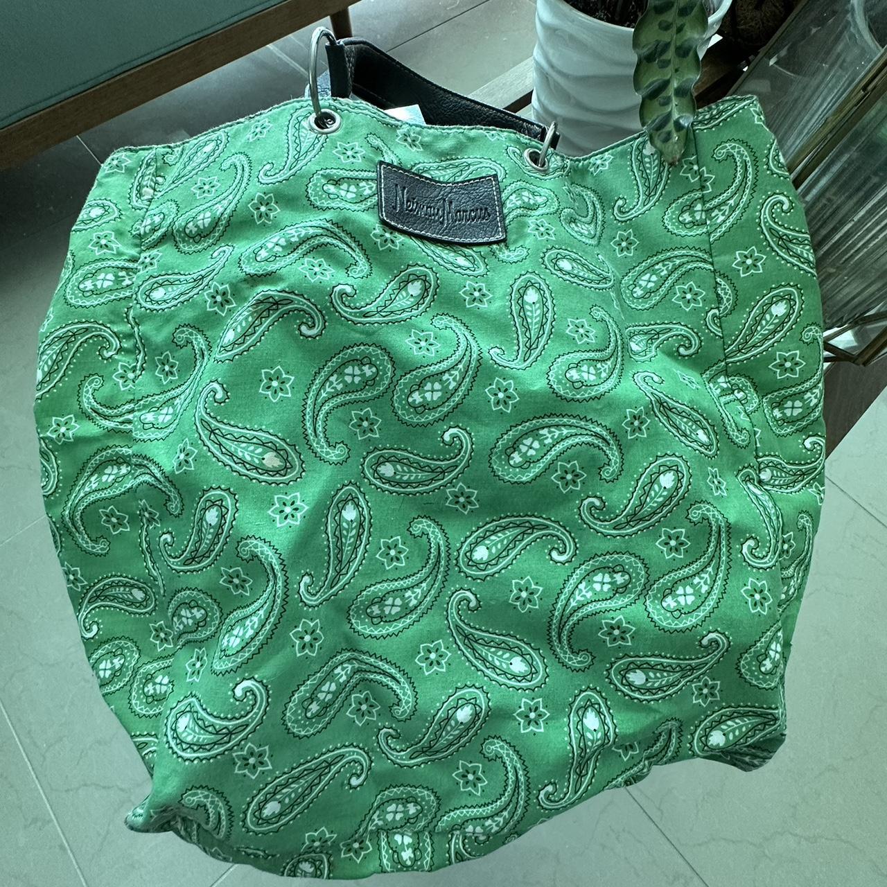 Neiman Marcus Green Paisley Bag, 2000s style - Depop