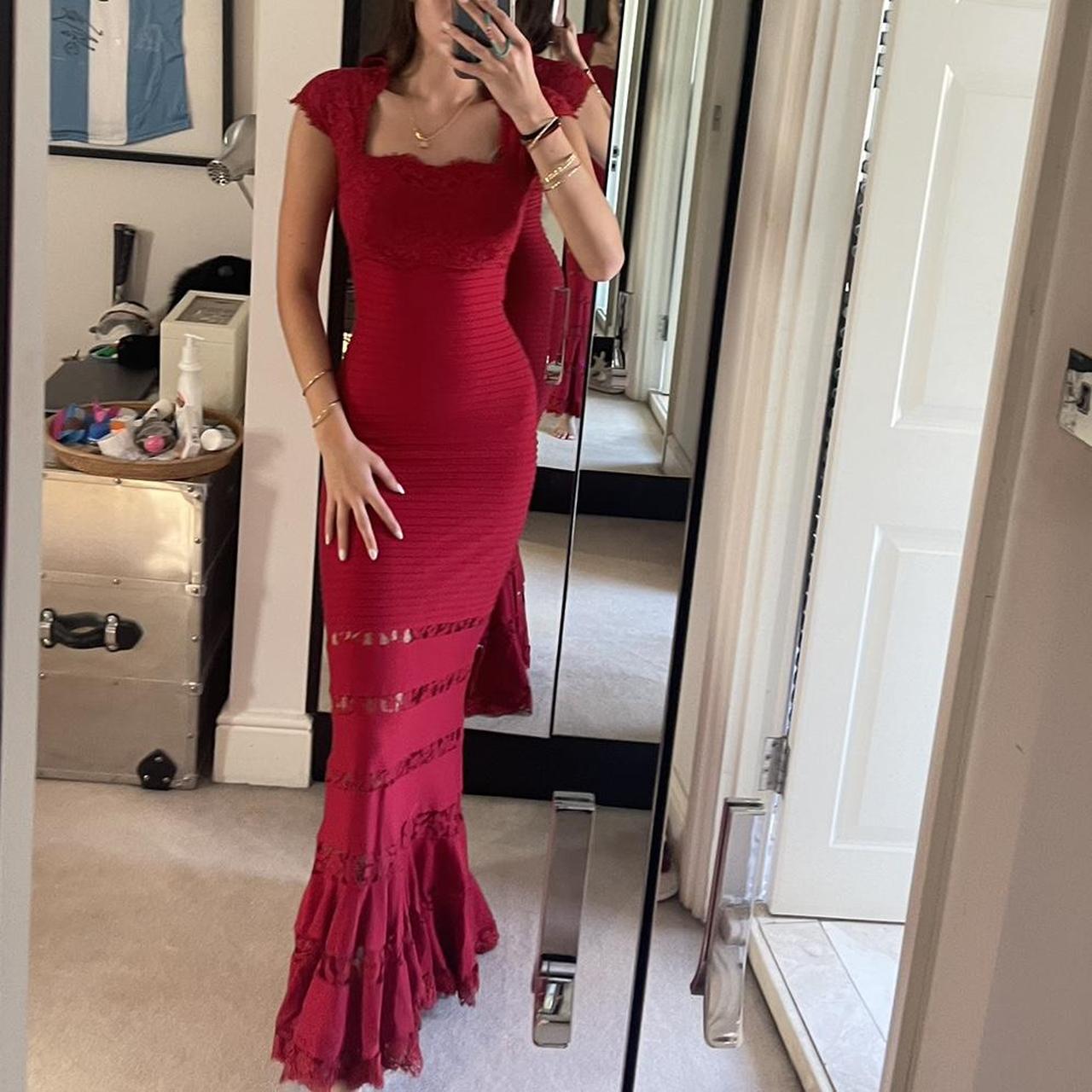 Caché long red gown. Perfect for graduations or... - Depop