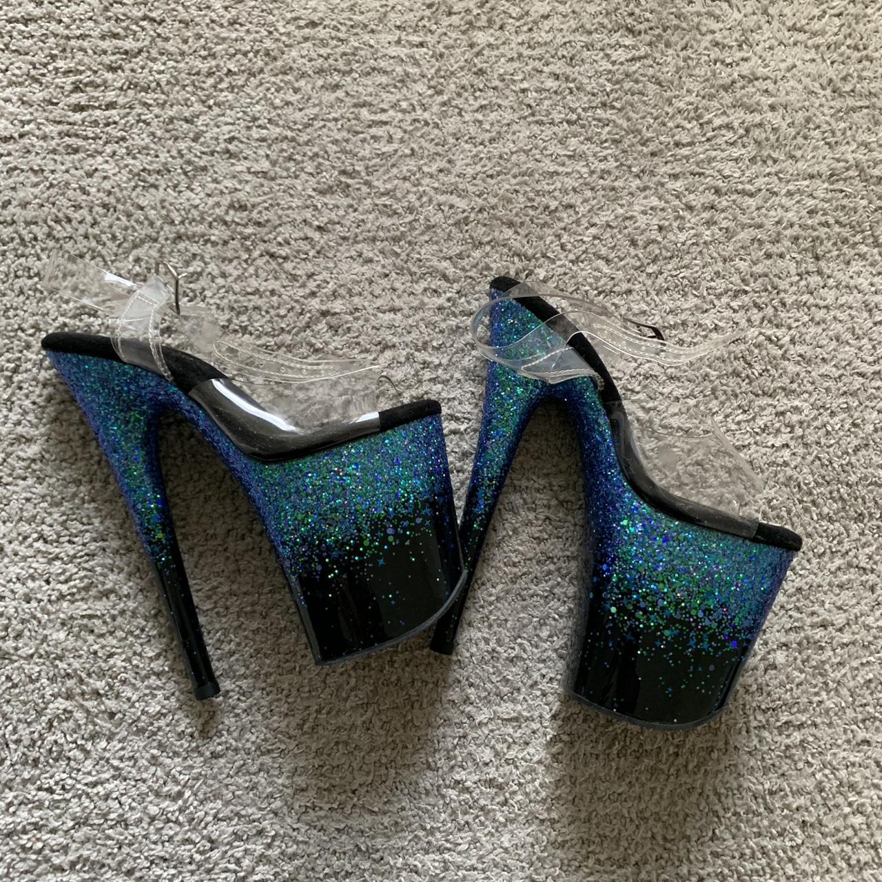 Stunning Glittery Blue Pleasers 💙🦋 8 inches Worn... | Depop