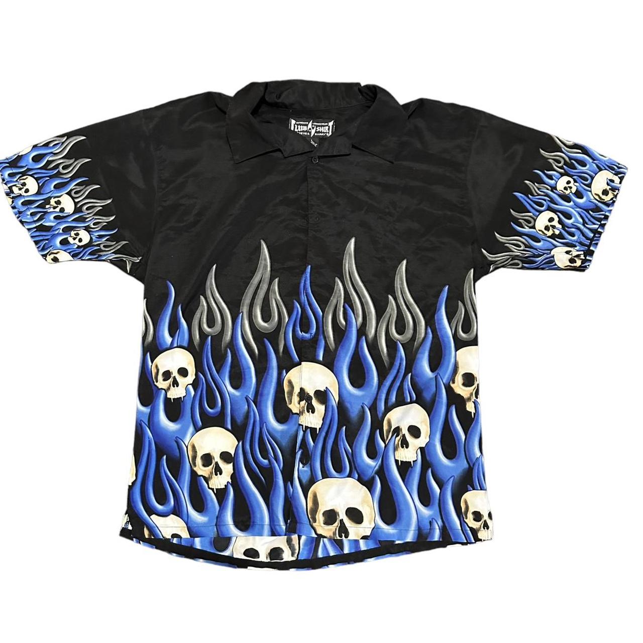 Skull button up shirt Super dope print Size... - Depop