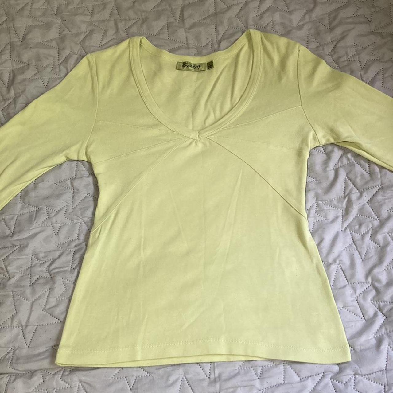lime green/yellow long sleeve top... - Depop