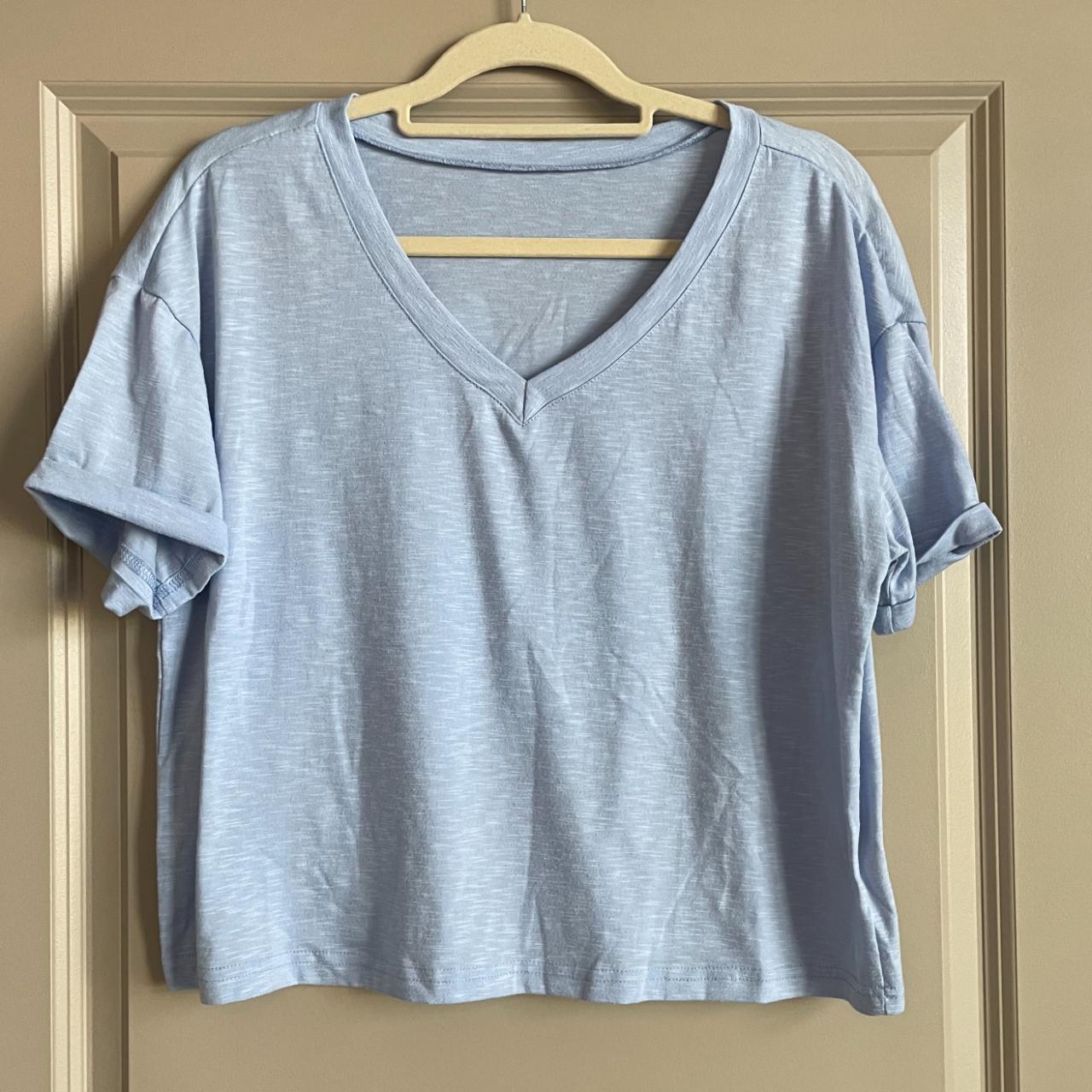 SHEIN Essnce Solid V Neck Drop Shoulder Tee #vneck... - Depop