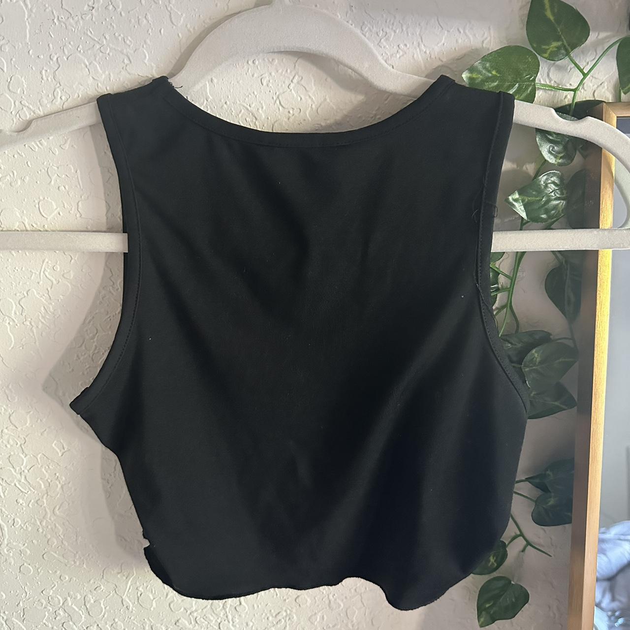 cropped black tank with dragon graphic - Depop