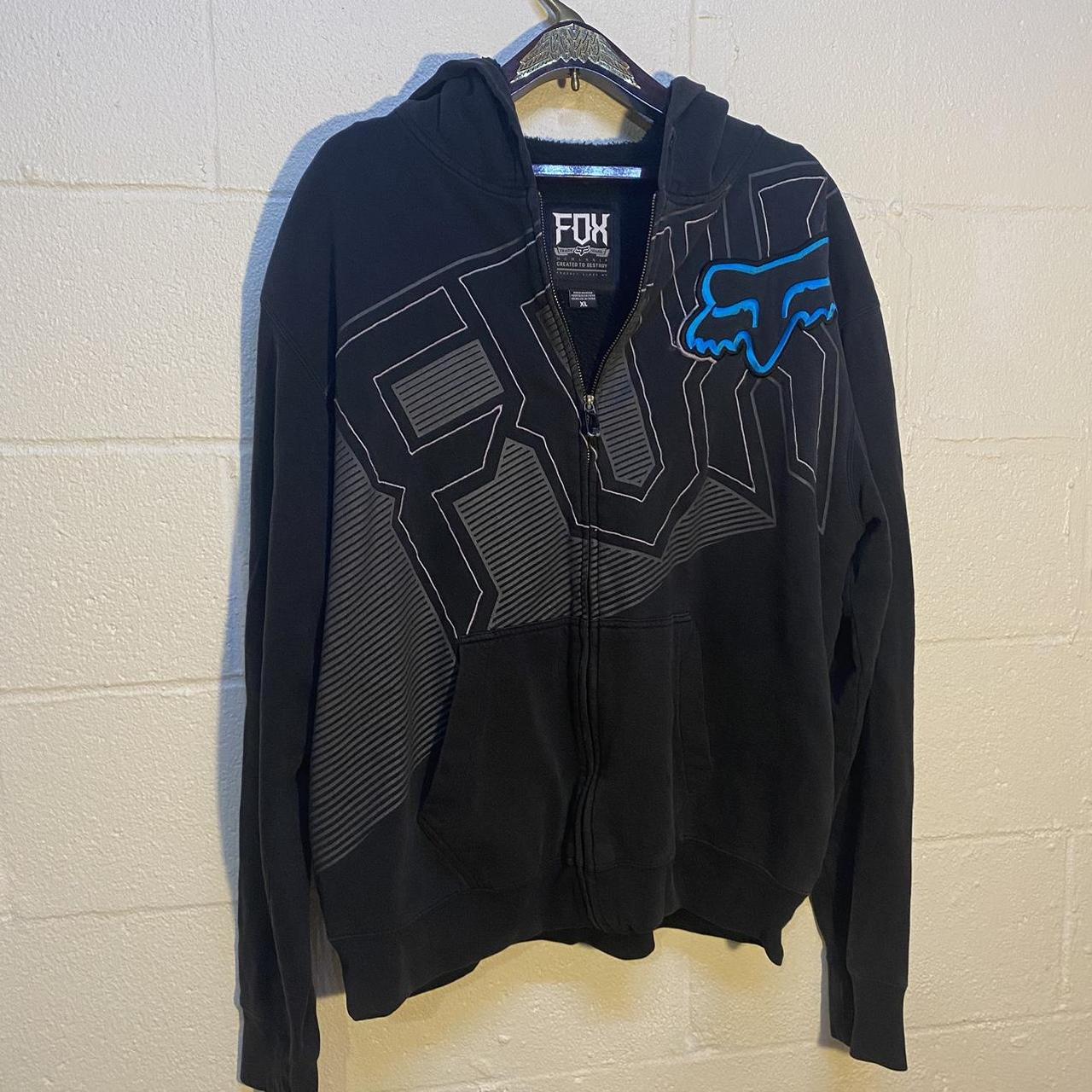 Y2k Fox Racing zip up hoodie tagged size XL in good... - Depop