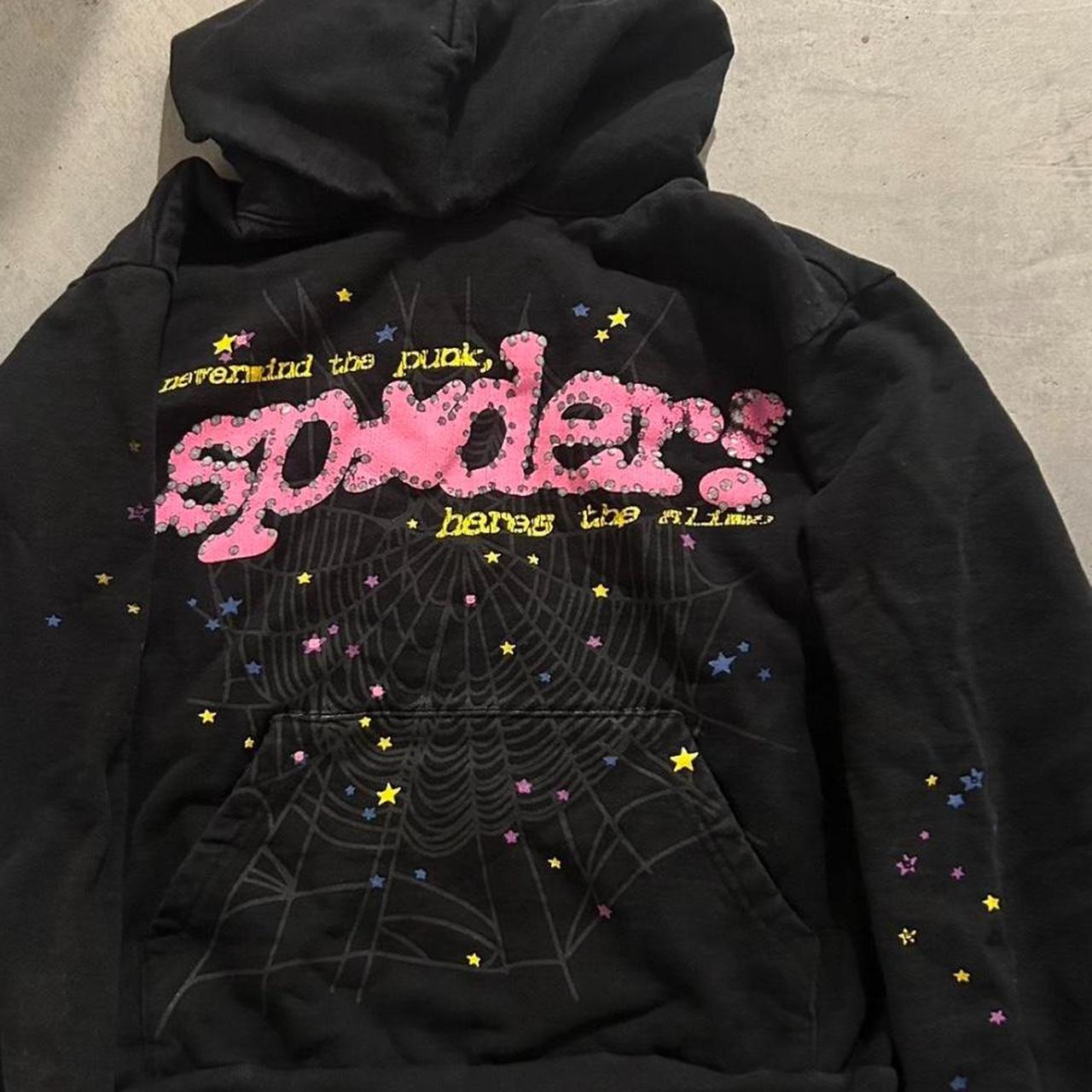 Black and pink Spider Worldwide hoodie , small , I... | Depop