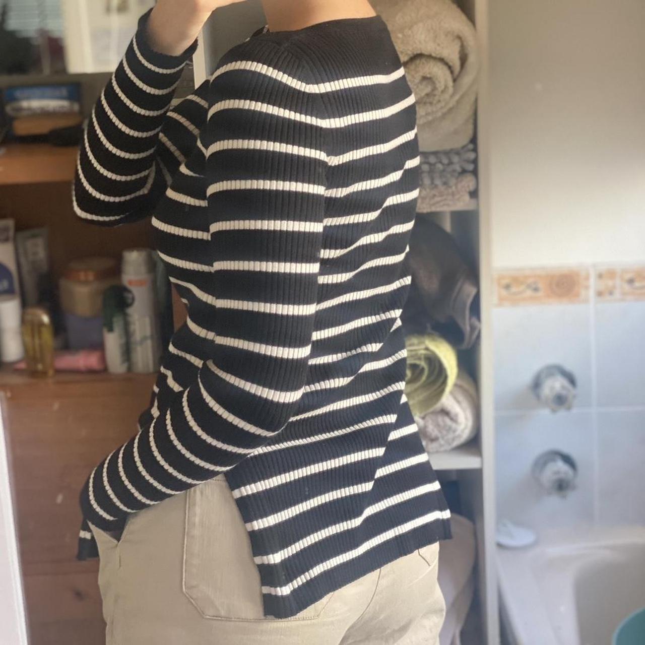 Black and white striped Witchery sweater - size xxs... - Depop