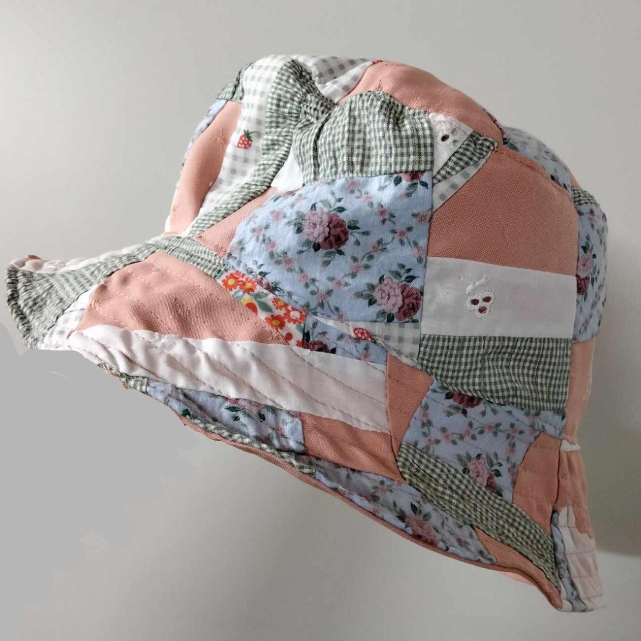 Reversible Patchwork Bucket Hat Pink, Blue, Green,... - Depop