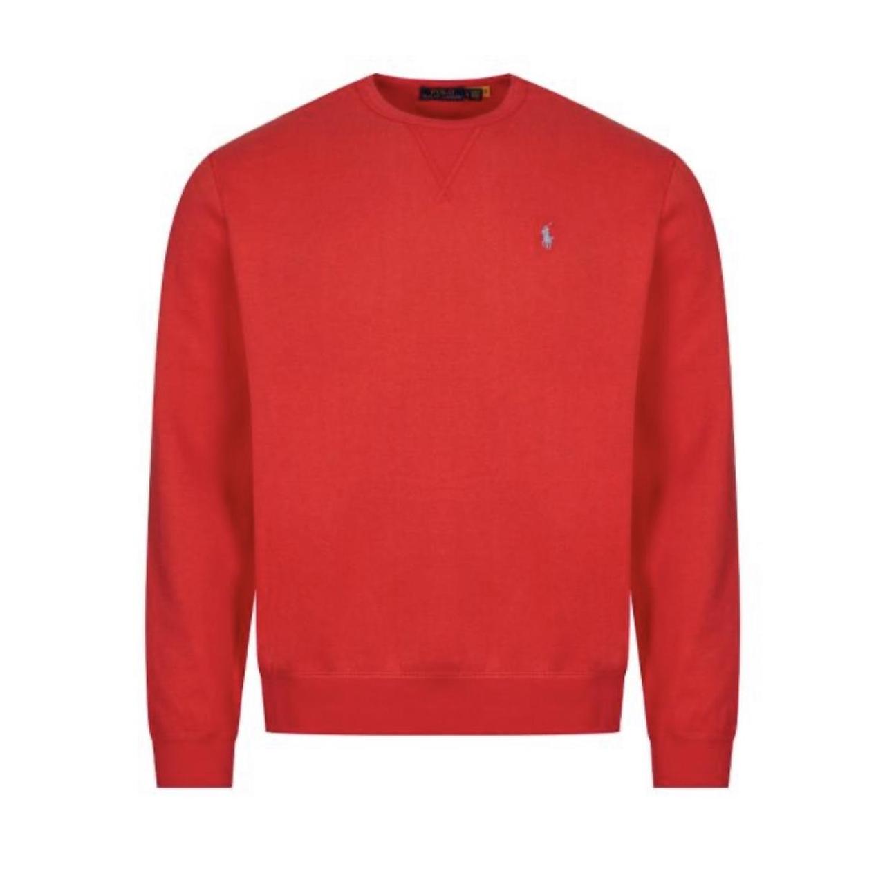 Polo Ralph Lauren Red crew neck jumper Size- Small... - Depop