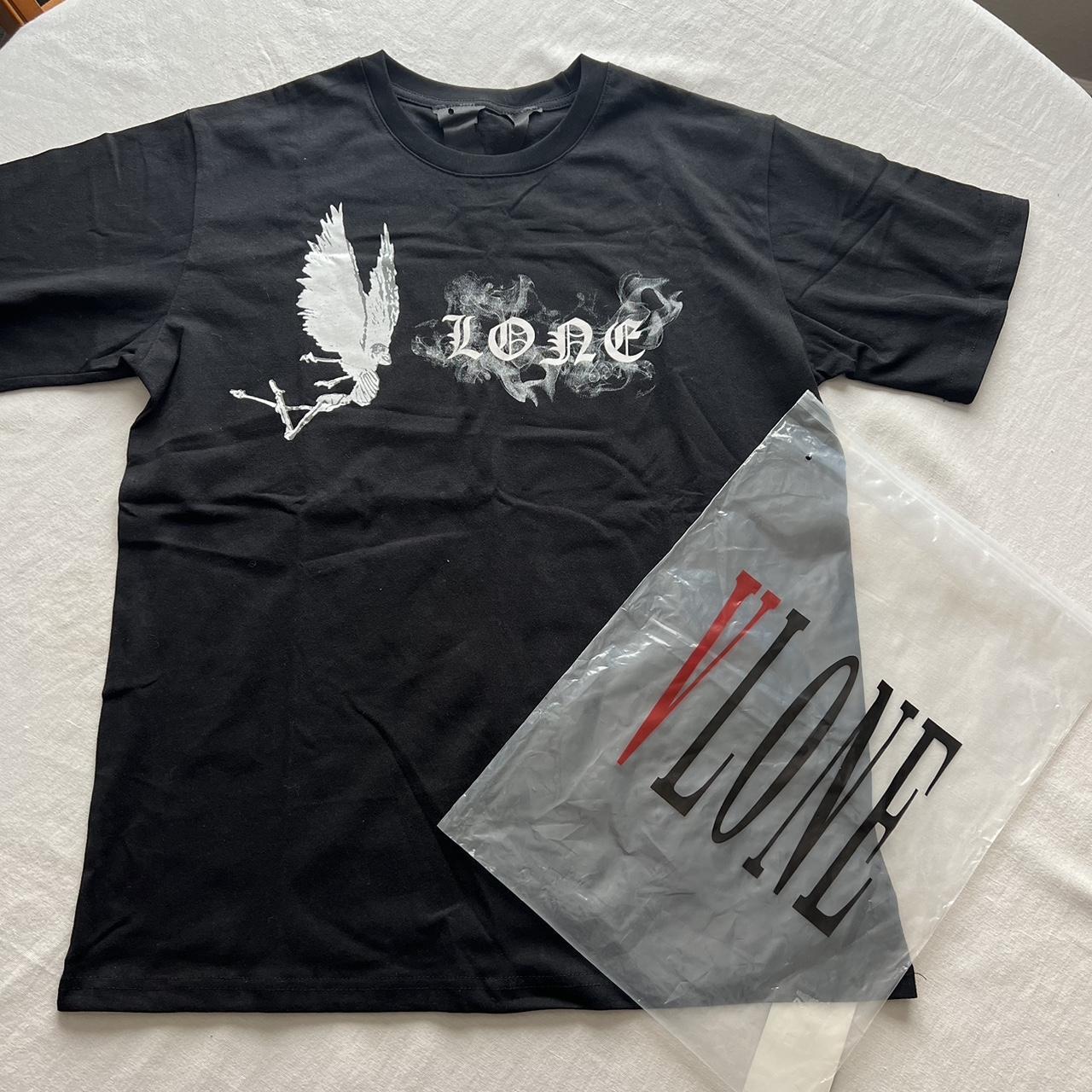 Brand New VLone tee, Black and Grey Size Large Comes... - Depop