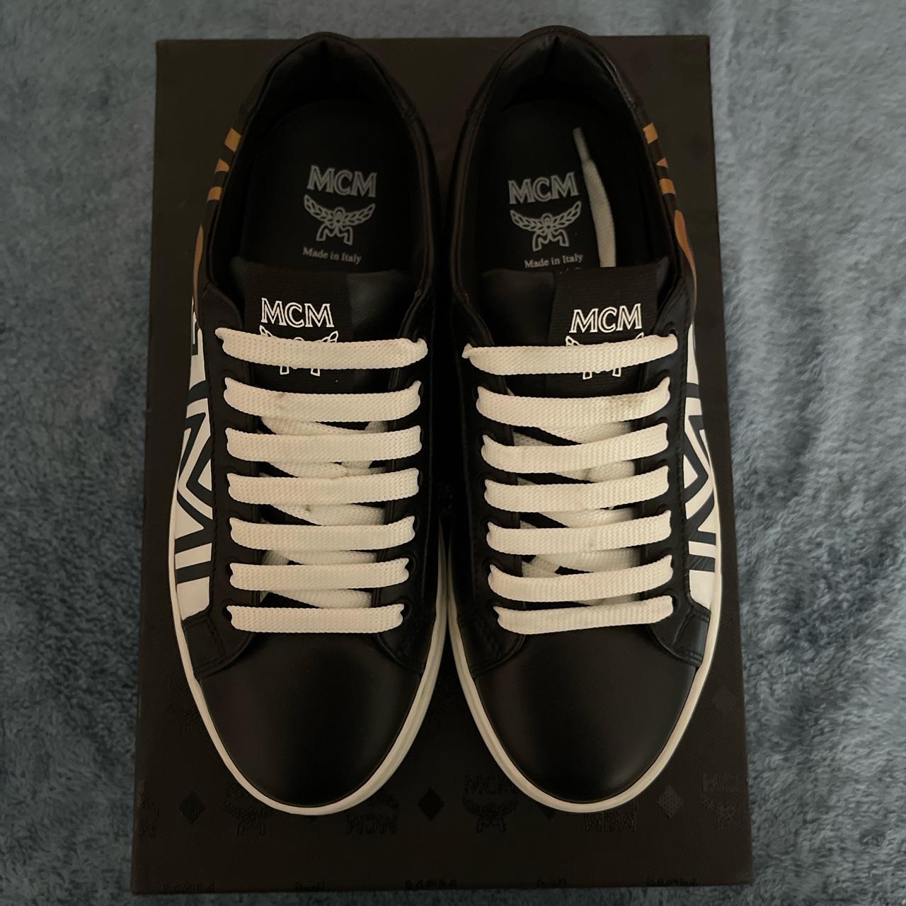 MCM Color Block Leather Sneakers Black Size 6.5 - Depop