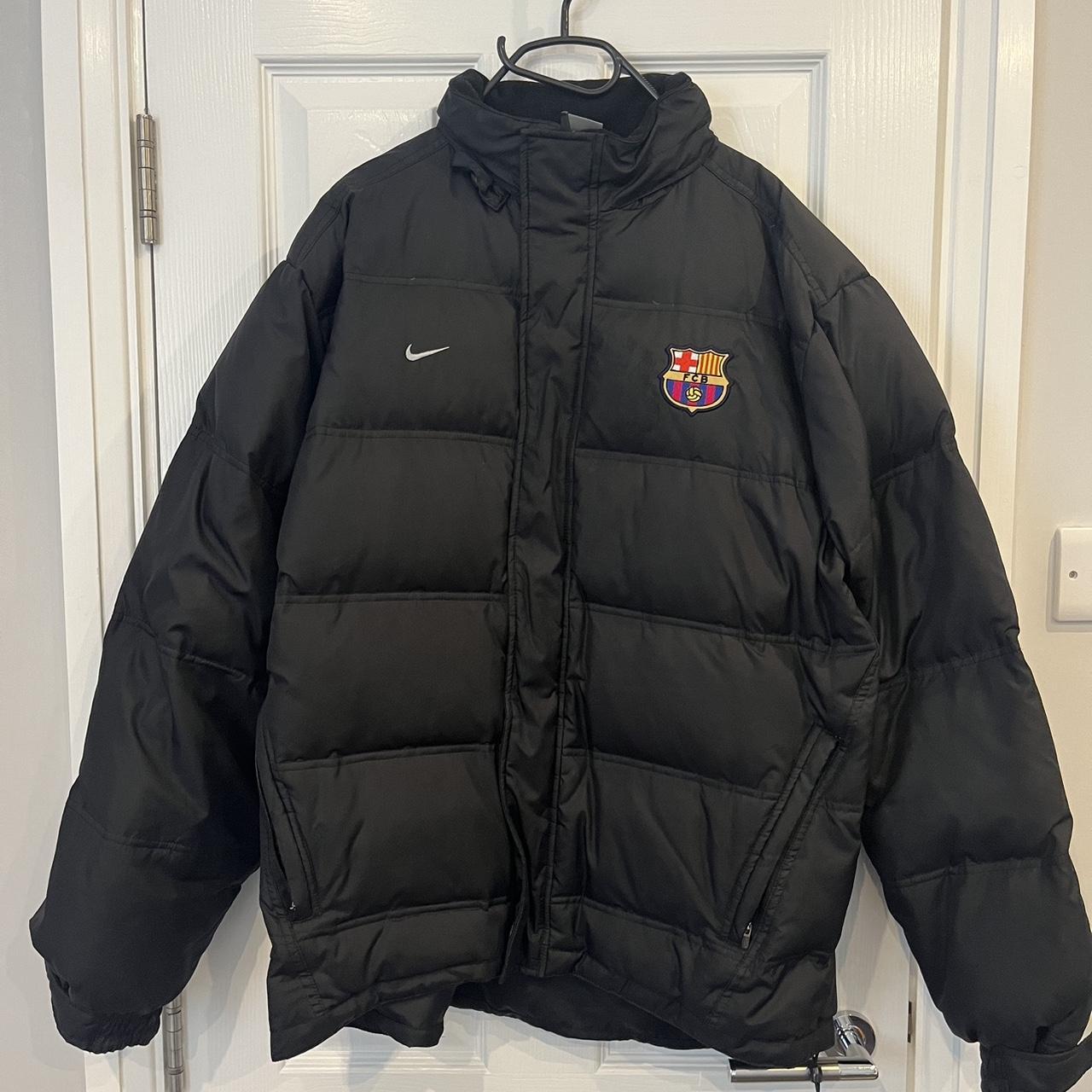 Nike x Barcelona Football RARE Black Puffer Jacket... - Depop