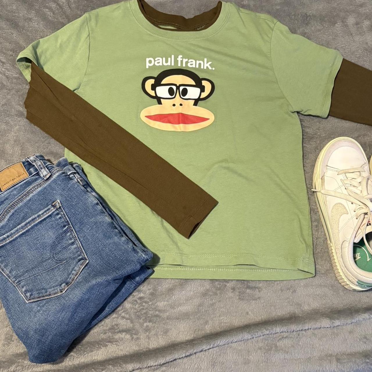 Green and brown Paul Frank monkey shirt Y2K Fashion... | Depop