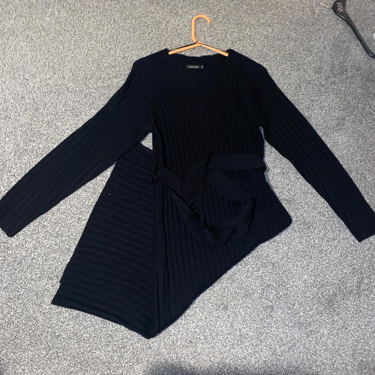 Boohoo black ribbed knit midi/maxi dress with double... - Depop
