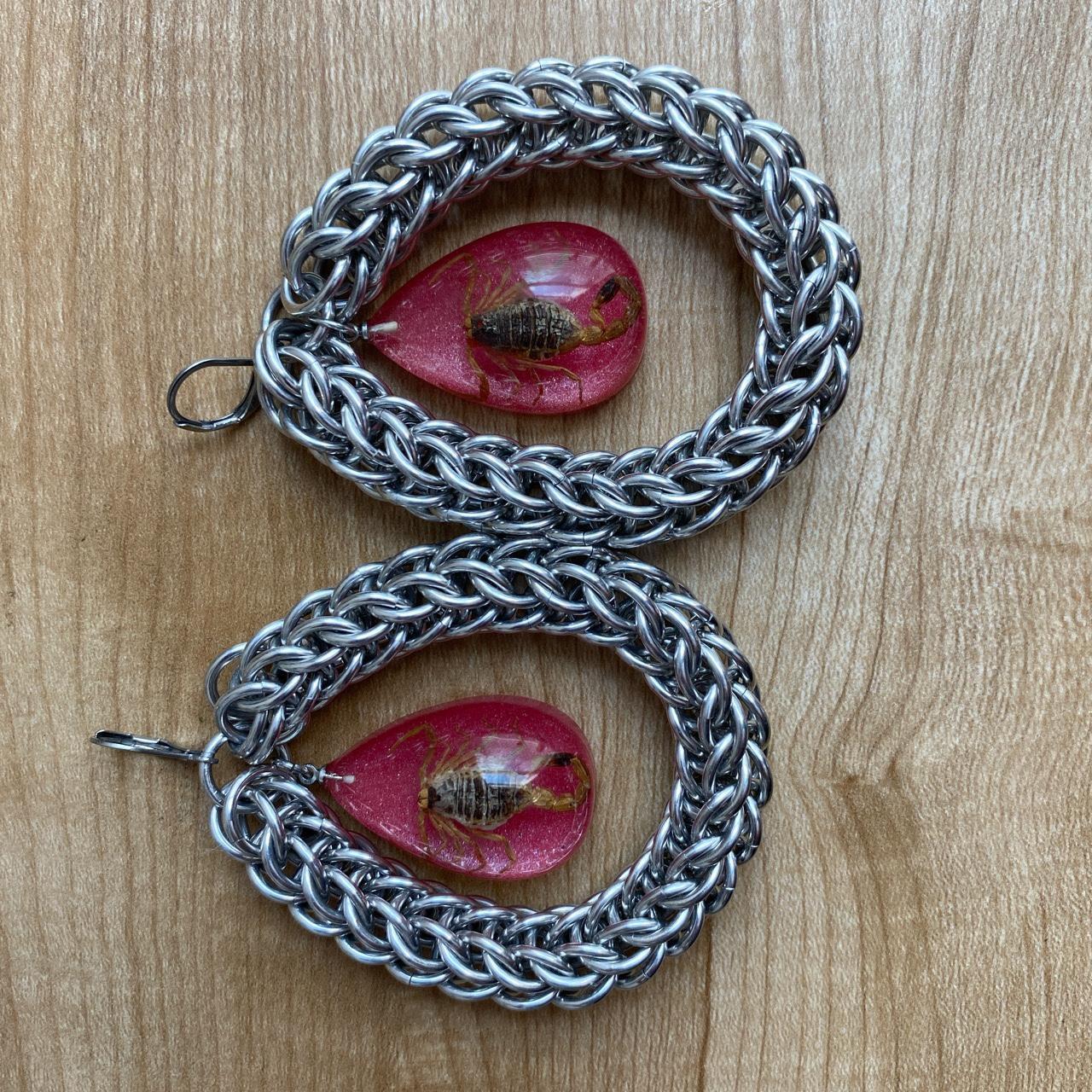 Pink scorpion earrings( real scorpions) if they... - Depop
