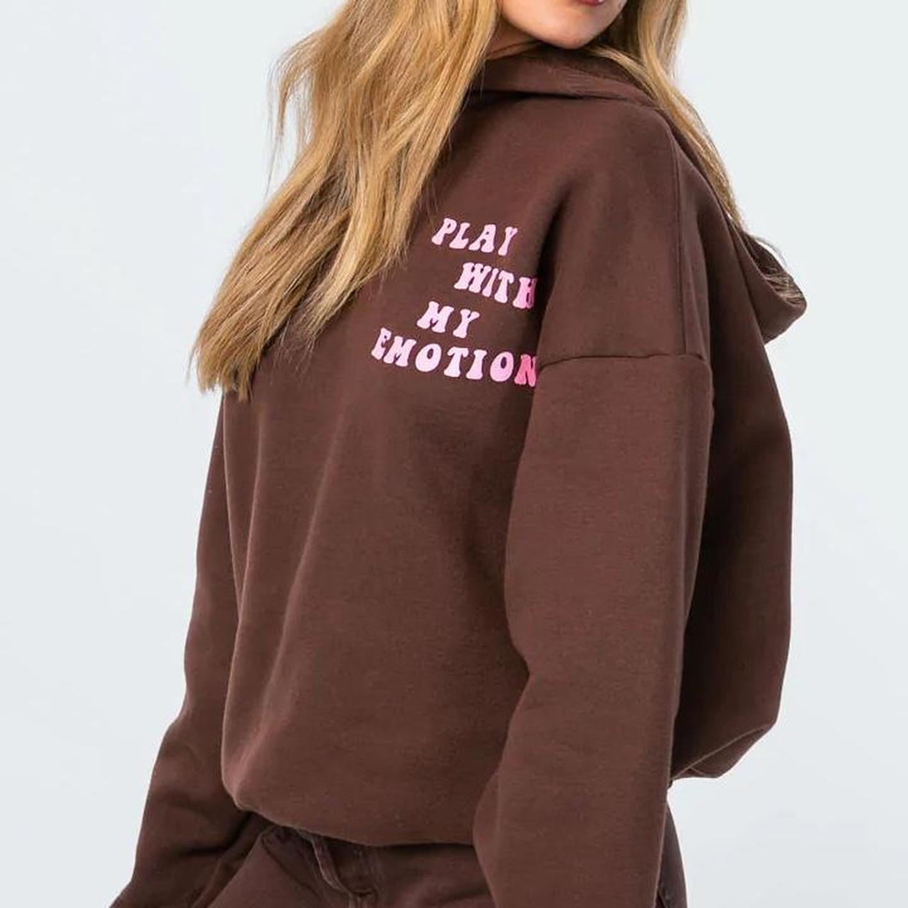 brown edikted hoodie - slight pilling - size S fits... - Depop