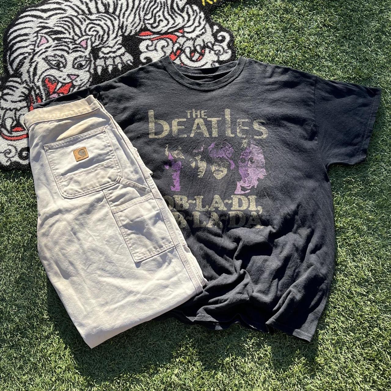 Vintage The Beatles Faded Band Tee Shirt Chest:... - Depop