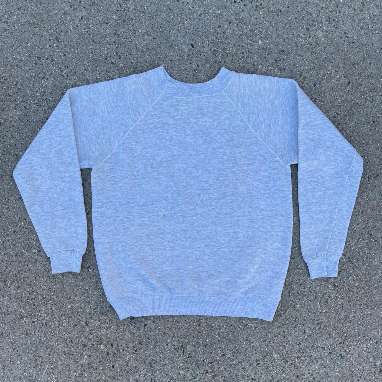 Vintage 80s Grey Raglan Blank Crewneck Sweatshirt -... - Depop